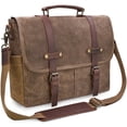NEWHEY Men’s Messenger Bag 15.6" Waterproof Leather Canvas Briefcase ...