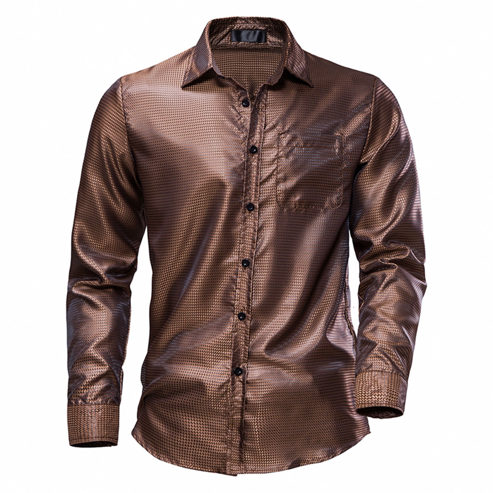 Mens Metallic Shirts Long Sleeve Shiny Shirt Clearance Color Block ...