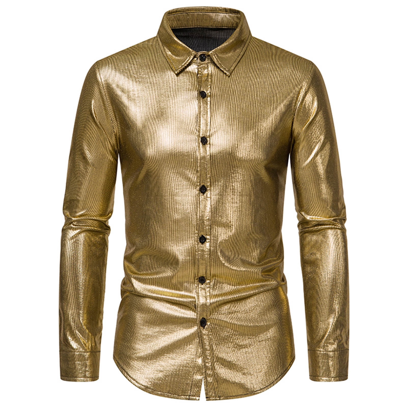 Mens Metallic Shirts Long Sleeve Shiny Shirt Sale Clearance Nightclub ...