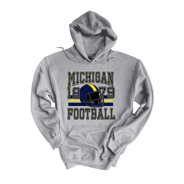 Mens Michigan Tshirt Michigan Football Helmet Team Color Hooded ...
