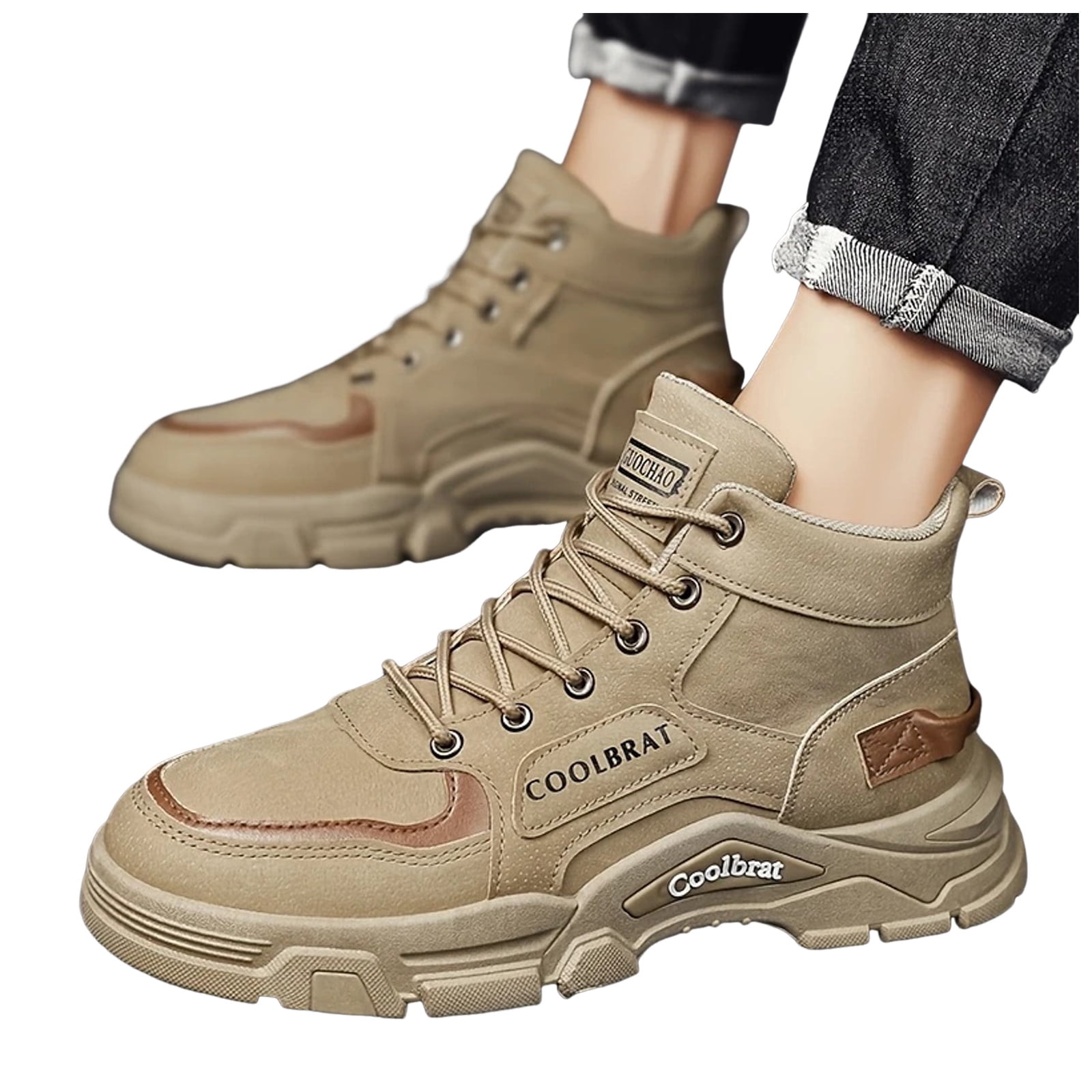 Mens Military Tacticle Mid Calf Combat Boots Non Slip Hiking Riding ...