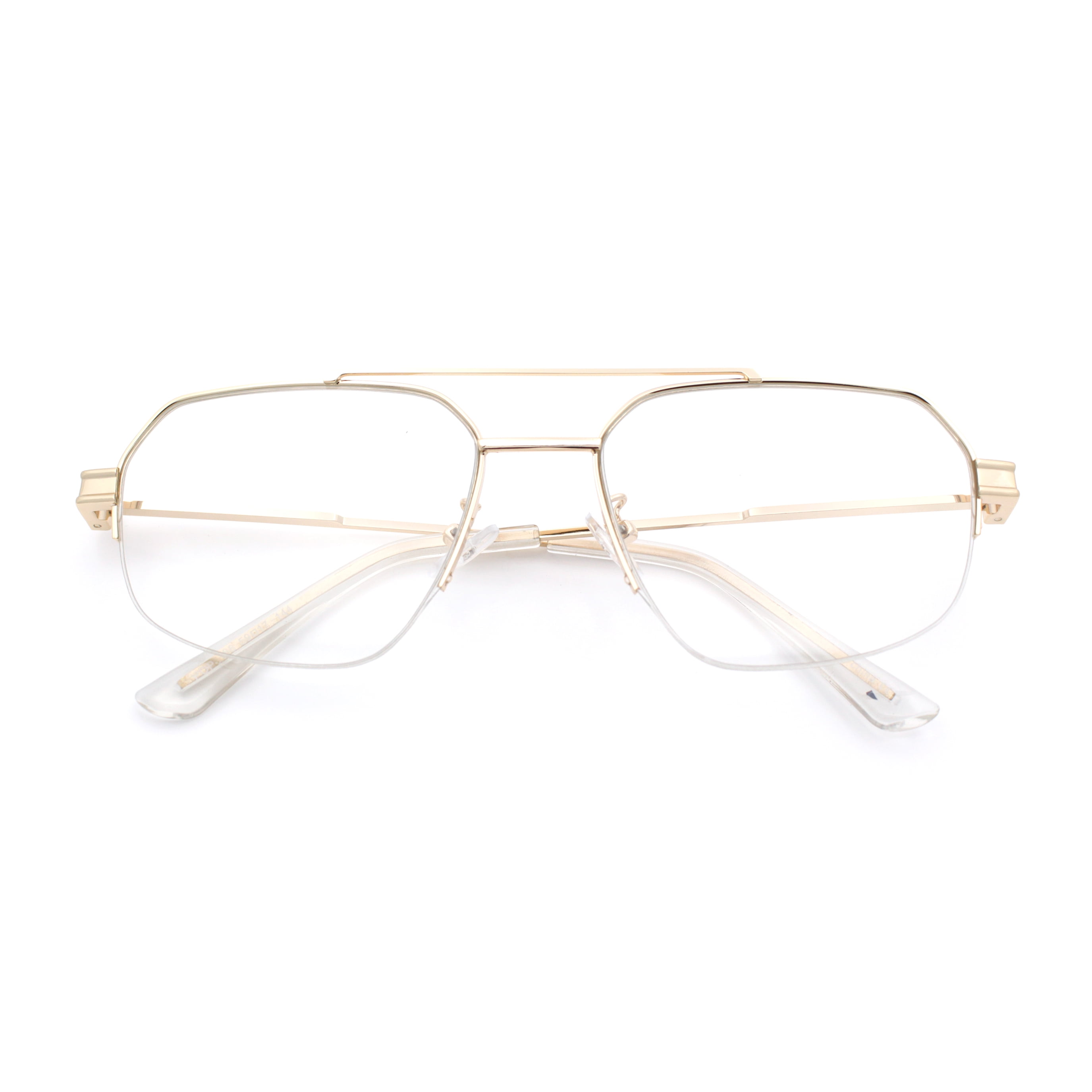 Mens Mobster Luxury Metal Half Rim Rectangular Clear Lens Fashion ...