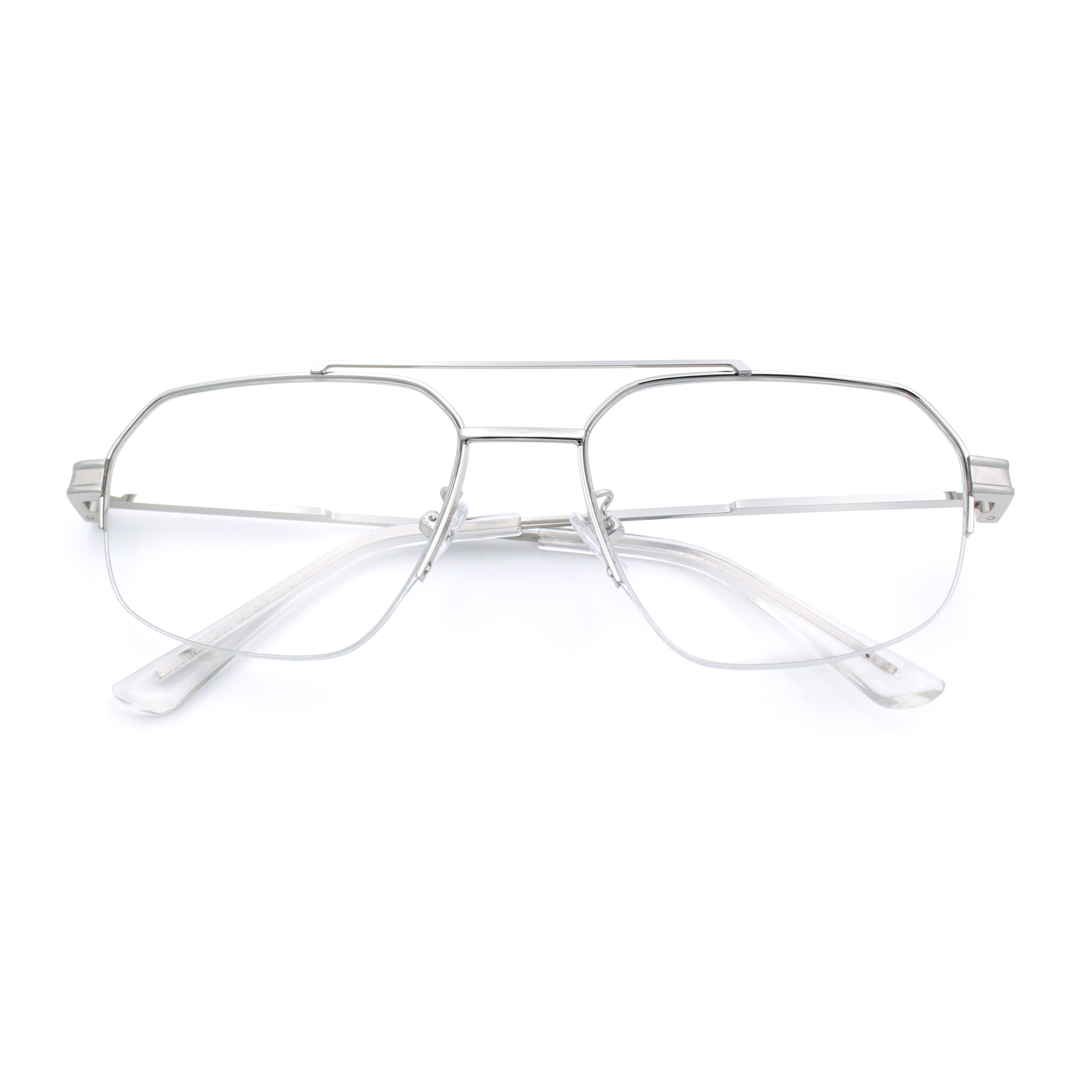 Mens Mobster Luxury Metal Half Rim Rectangular Clear Lens Fashion ...