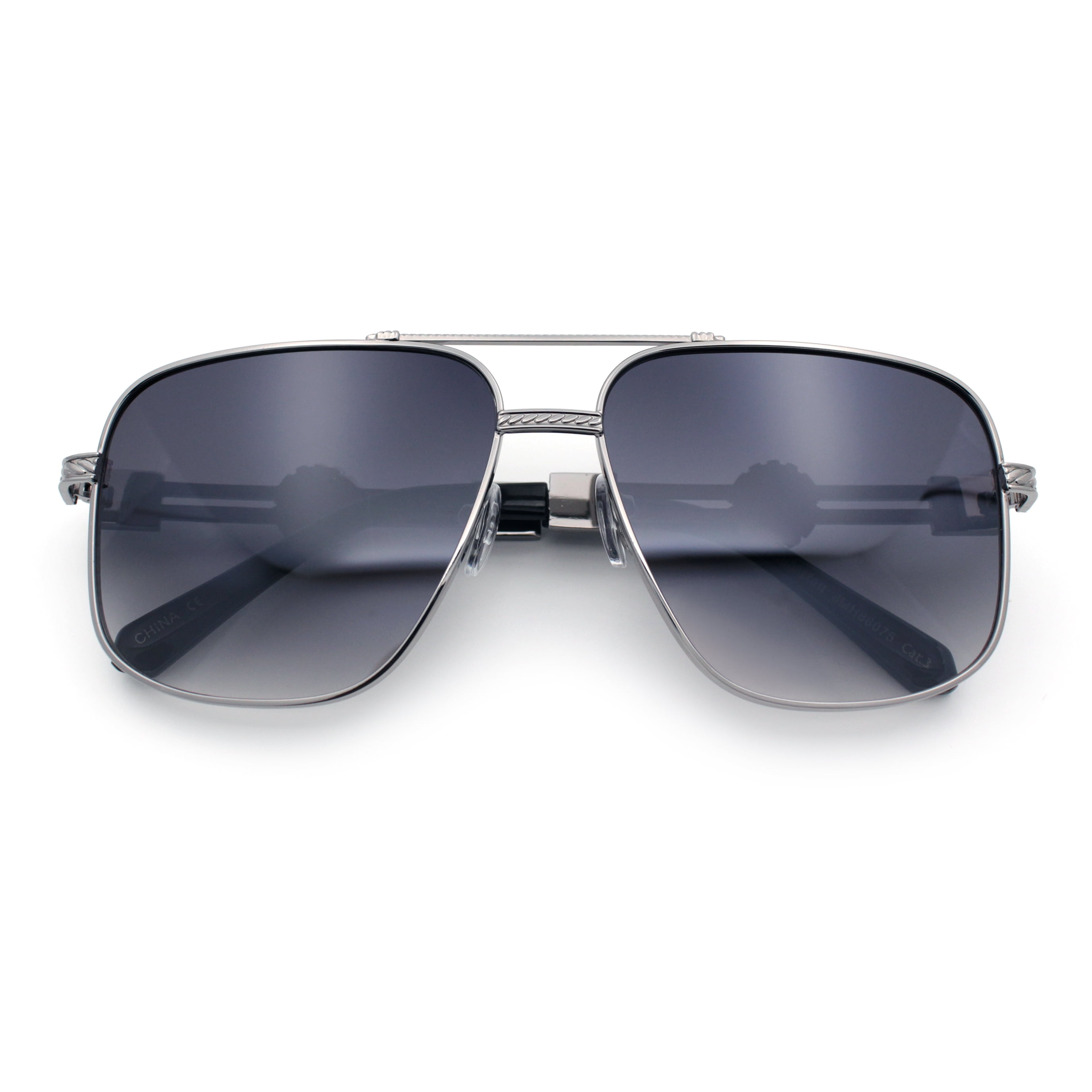 Mens Mogul Mobster Rectangle Metal Rim Double Bridge Luxury Sunglasses ...