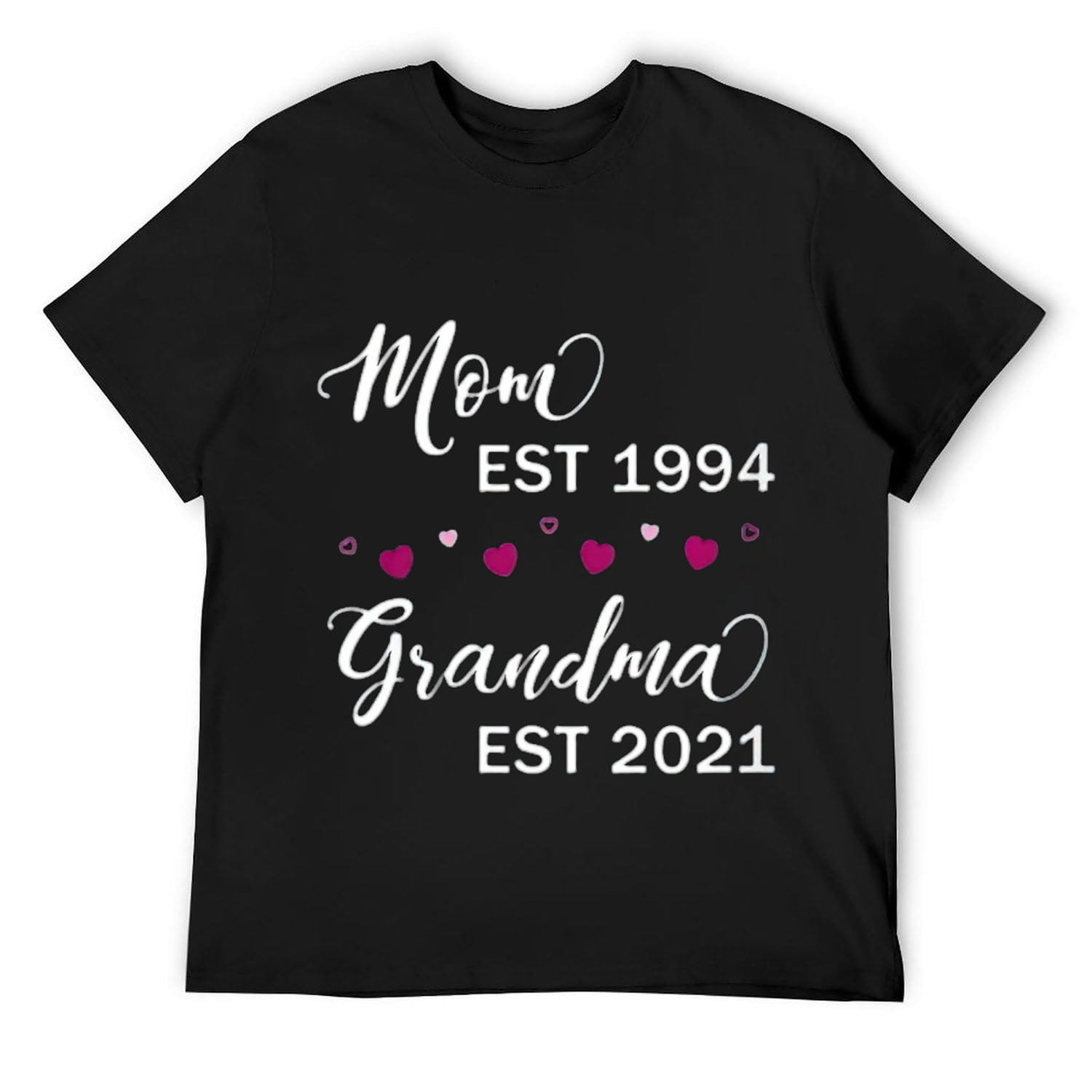 Mens Mom Est 1994 Grandma Est 2021 Round Neck T-Shirt Black - Walmart.com