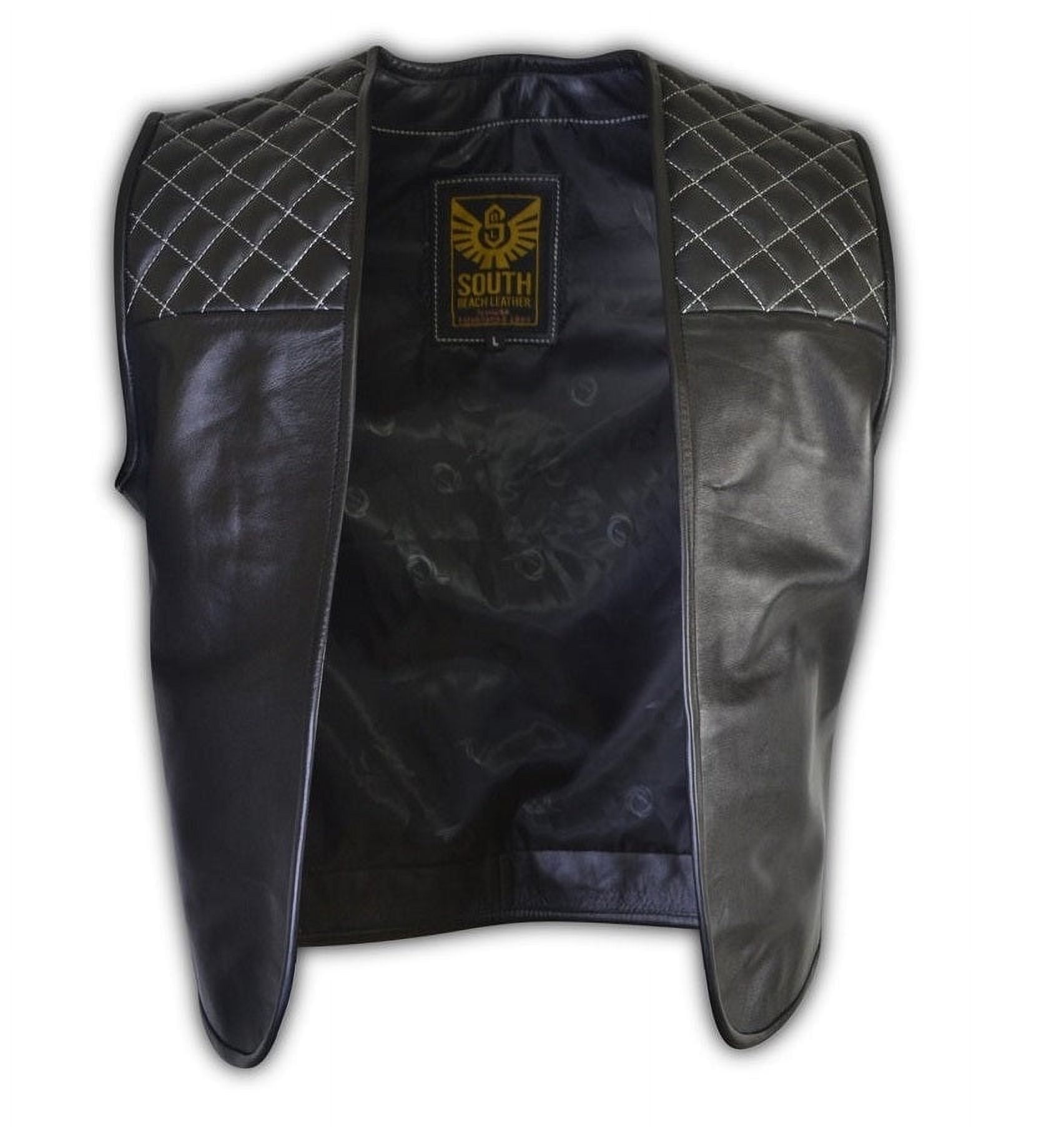 Mens Motorcycle Biker Quilted Leather Vest - Walmart.com