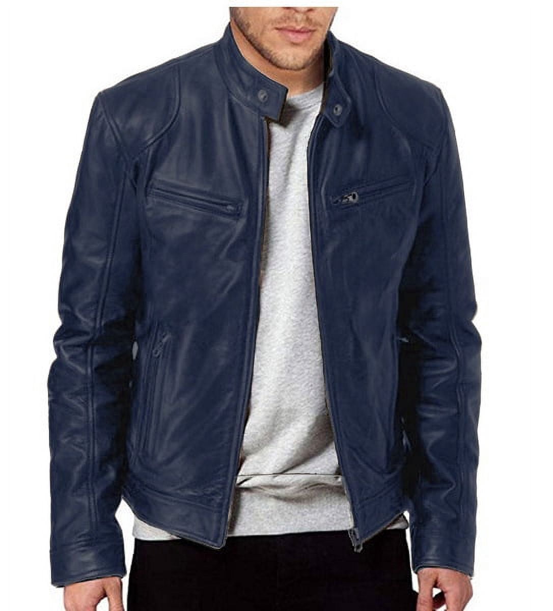 Mens Motorcycle Leather Jacket Slim Fit Short-Coat Lapel PU Jackets ...