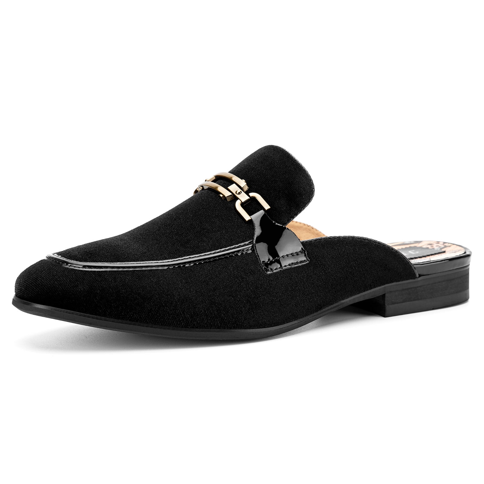 Mens Mules Velvet Slippers Slip-On Loafers for Men Casual Open Backless ...