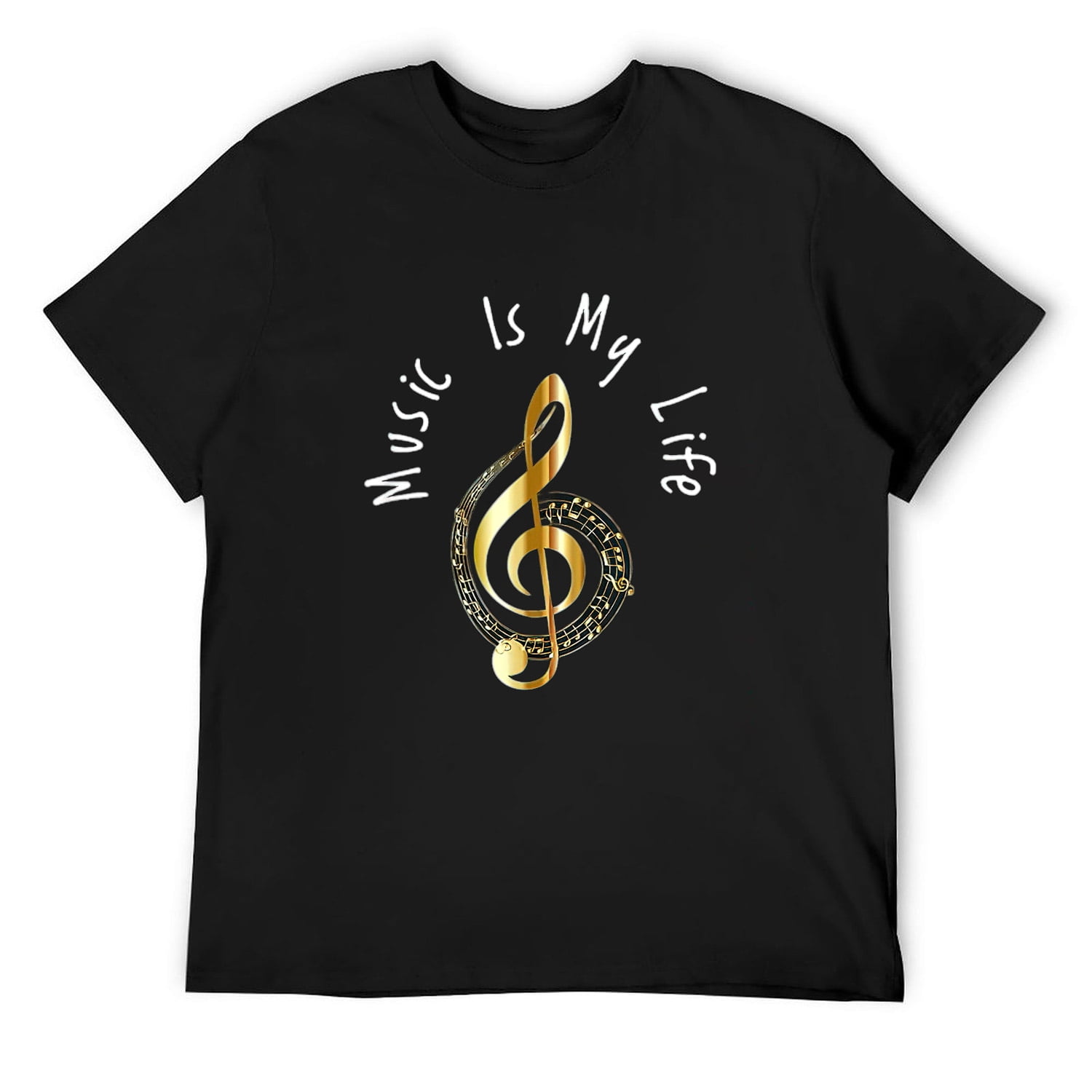 Mens Music Is My Life Musical Note T-Shirt T-Shirt Black - Walmart.com