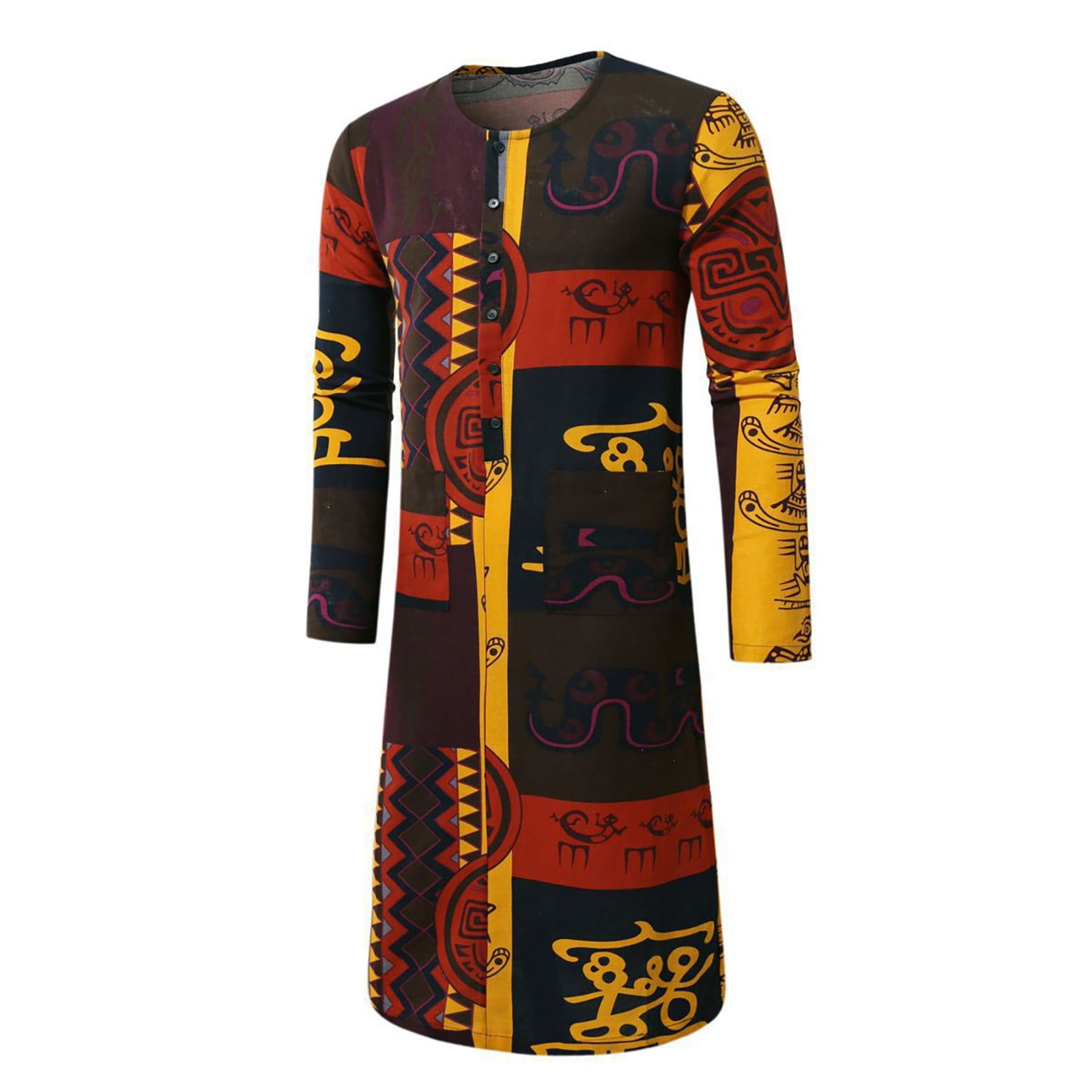 Mens Muslim Thobe Long Sleeve Kaftan Muslim Thobe Button Down Long Gown ...