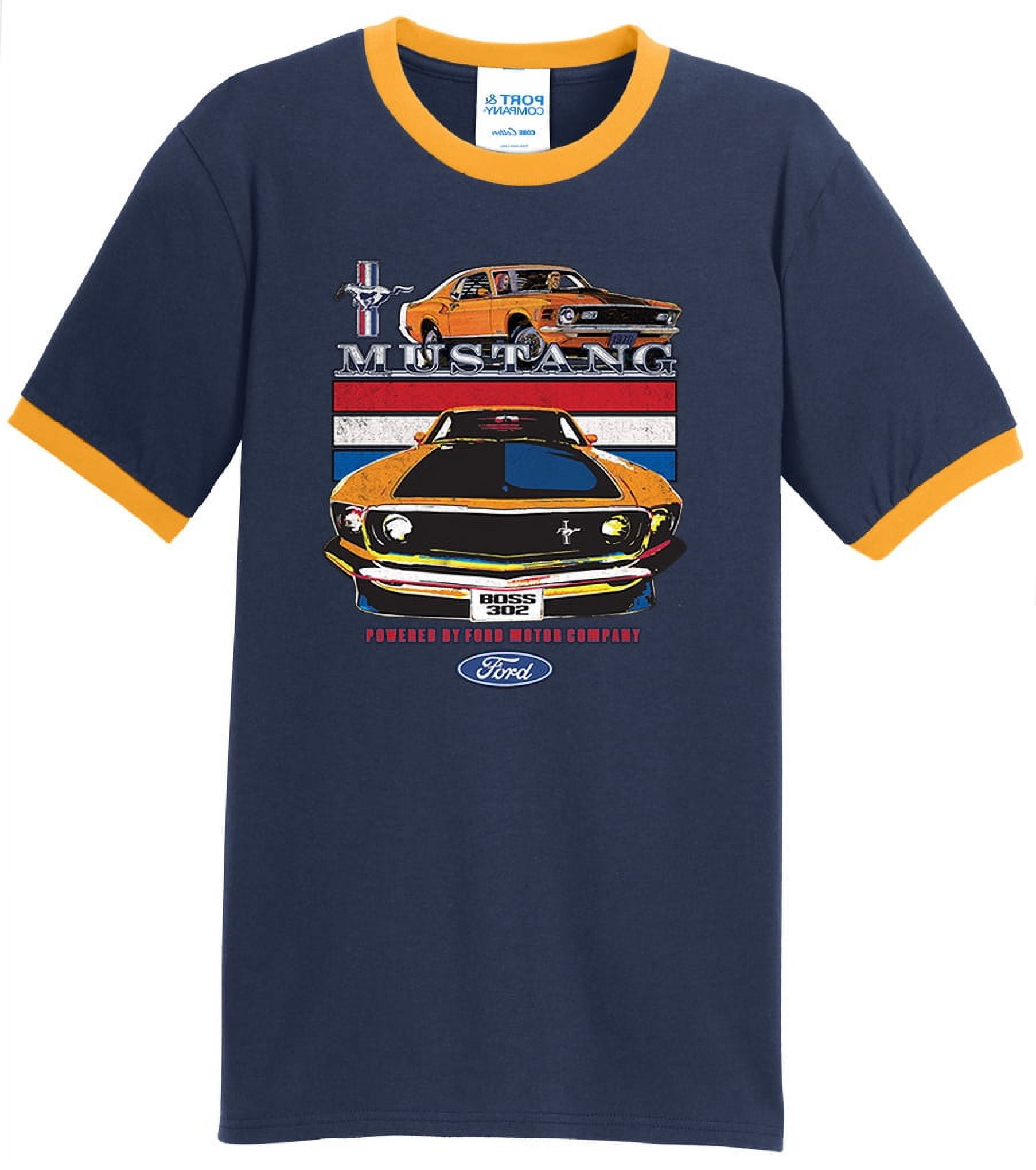 Mens Mustang Powered by Ford 100% Cotton Ringer Tee Shirt, 3XL Navy ...