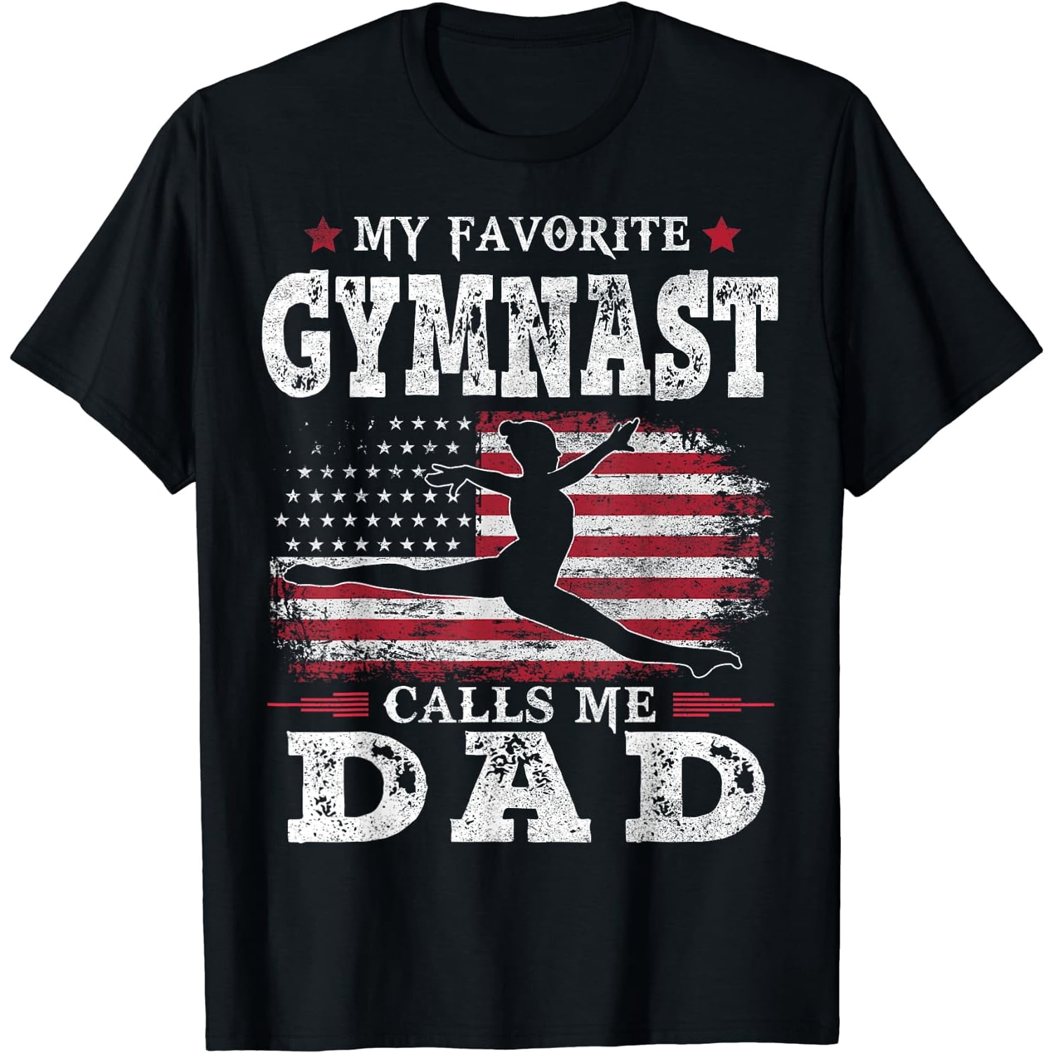 Mens My Favorite Gymnast Calls Me Dad USA Flag Father's day T-Shirt - Walmart.com