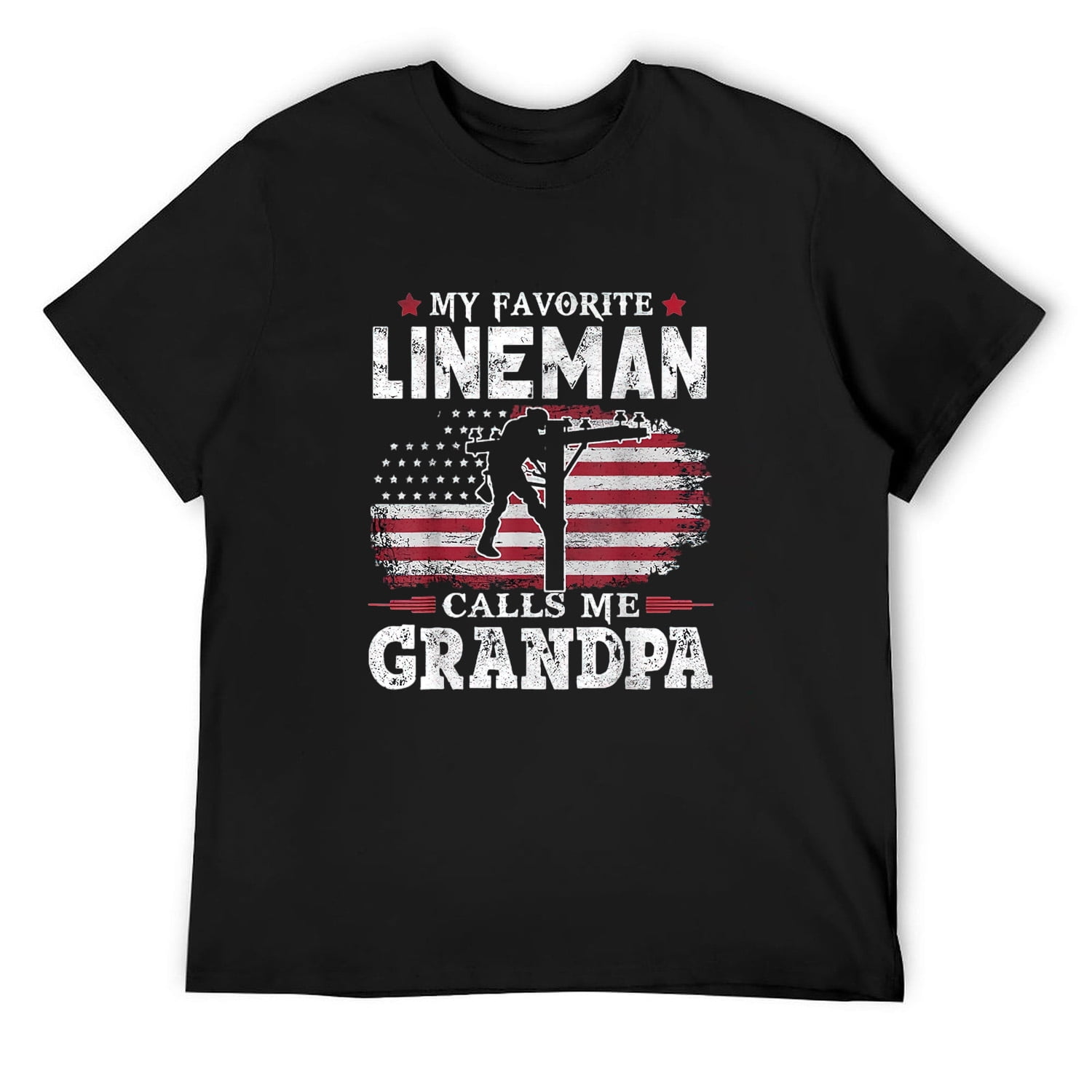 Mens My Favorite Lineman Calls Me Grandpa Usa Flag Father'S Day T-Shirt Black Large - Walmart.com