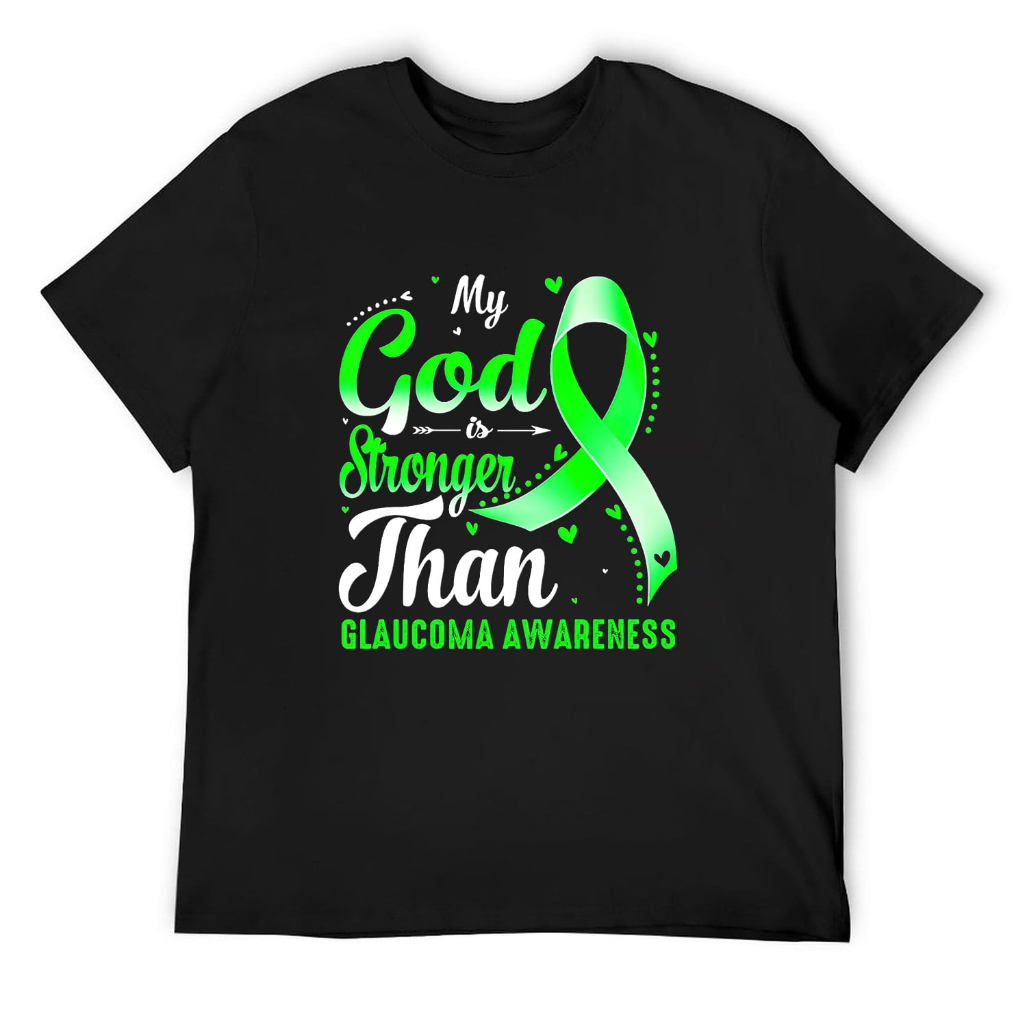 Mens My God Is Stronger Than Glaucoma Awareness Warrior T-Shirt Black ...