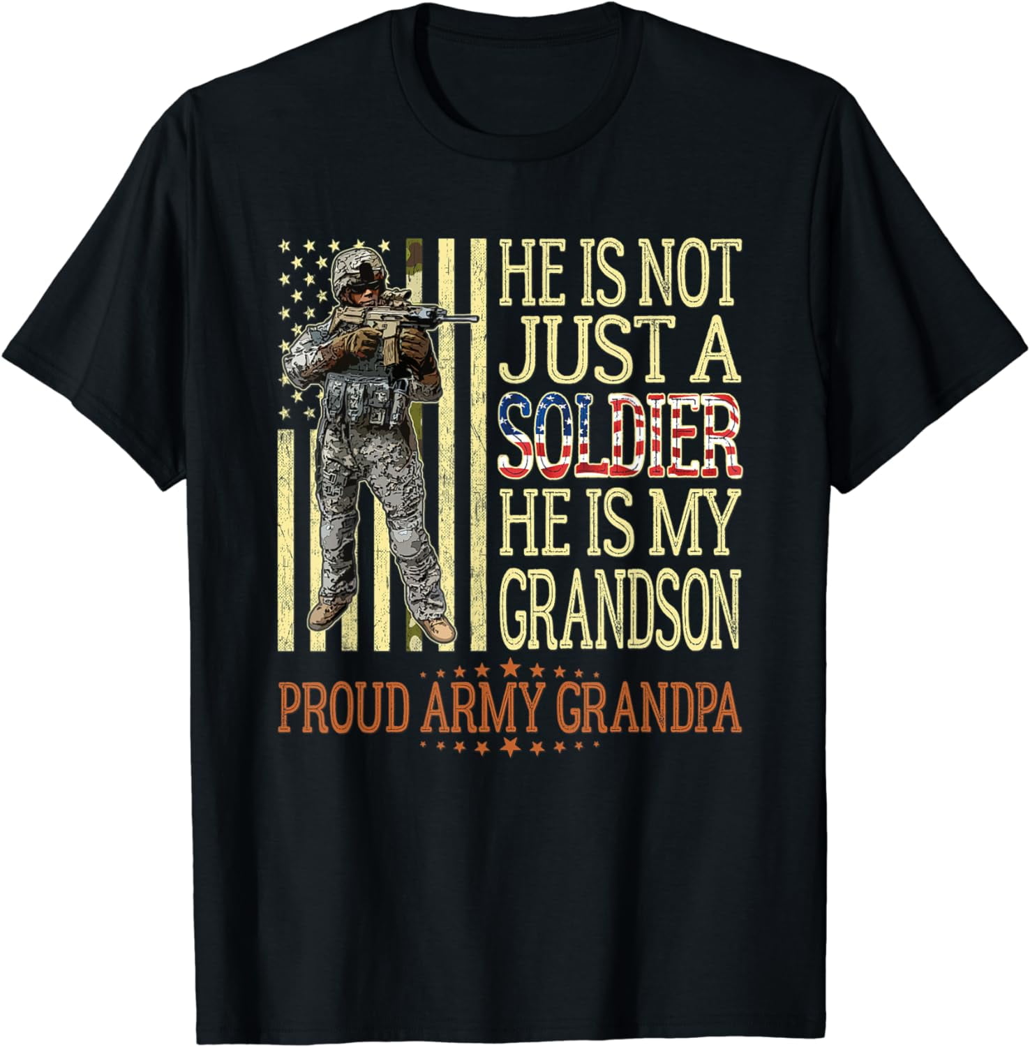Mens My Grandson Is A Soldier Proud Army Grandpa Grandfather Gift T ...