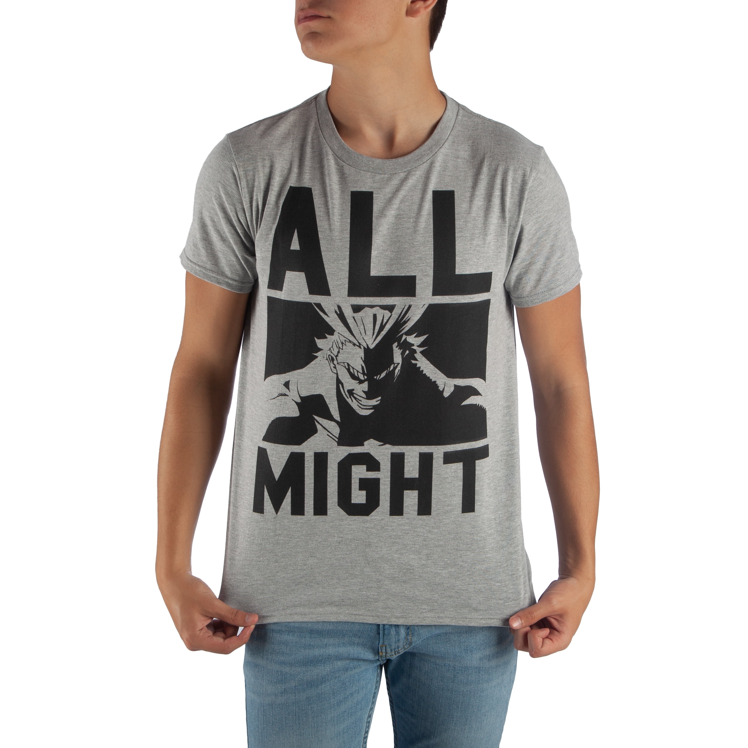 Mens My Hero Academia Anime Cartoon All Might Grey Graphic Tee-L ...