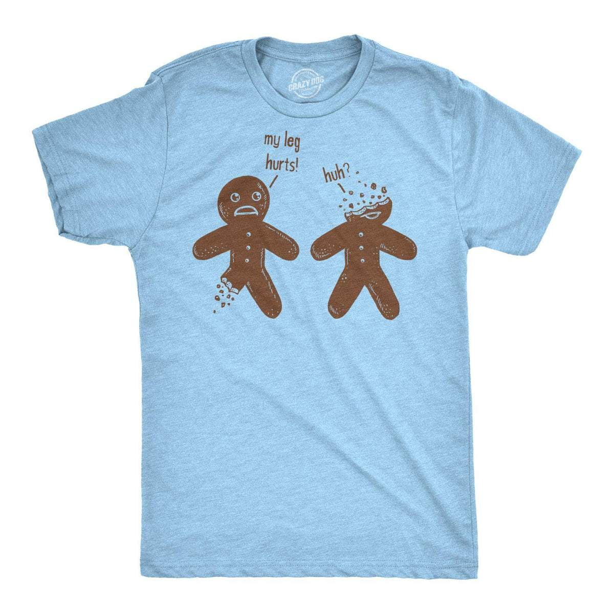 Mens My Leg Hurts Huh T Shirt Funny Gingerbread Christmas Cookie ...