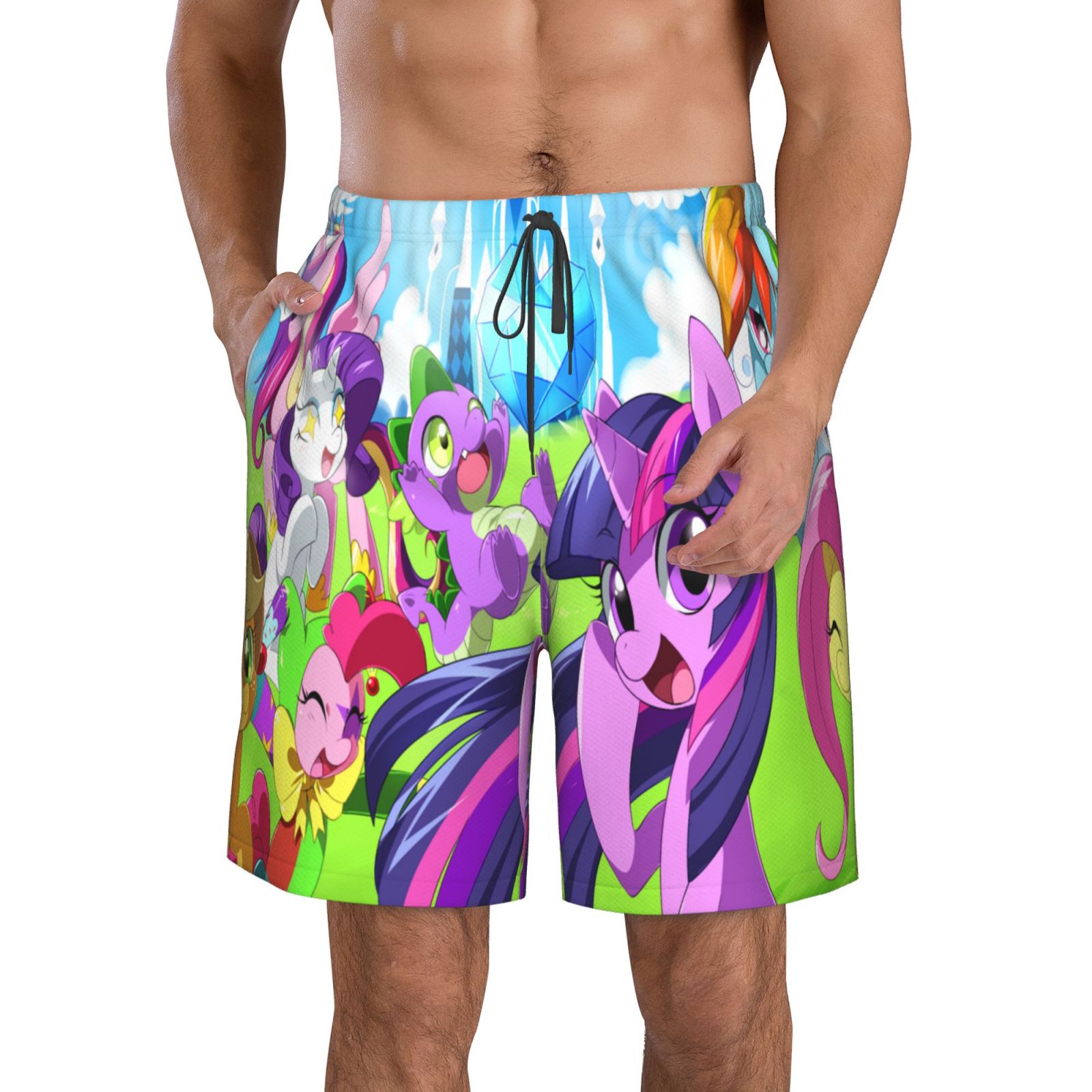 Mens My Lit-tle Pony Swim Trunks Quick Dry Bathing Suit Stretch Board ...
