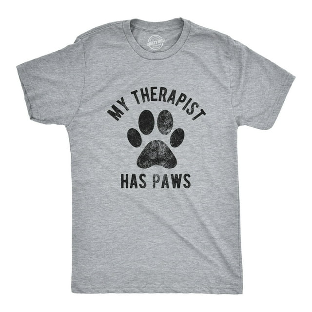Mens My Therapist Has Paws T Shirt Funny Pet Puppy Animal Lover Dog ...