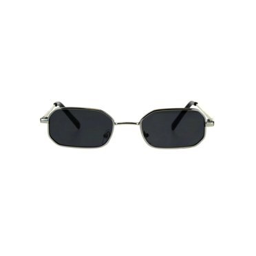 All Black Men's Minimal Mod Sunglasses - Narrow Rectangular, Thin ...