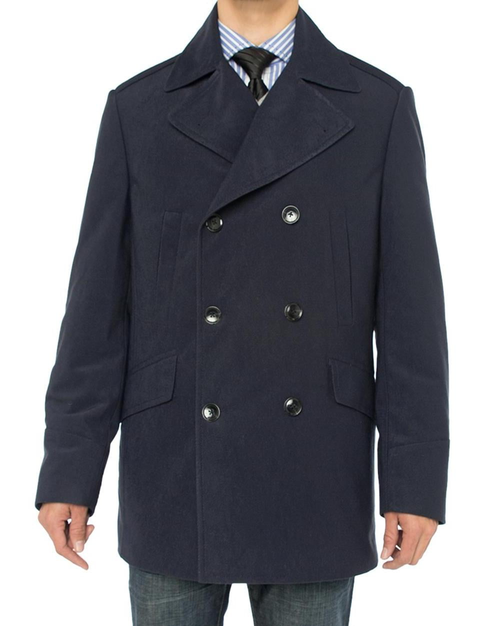 Mens Navy Blue Coat Luciano Natazzi Double Breasted Topcoat - Walmart.com
