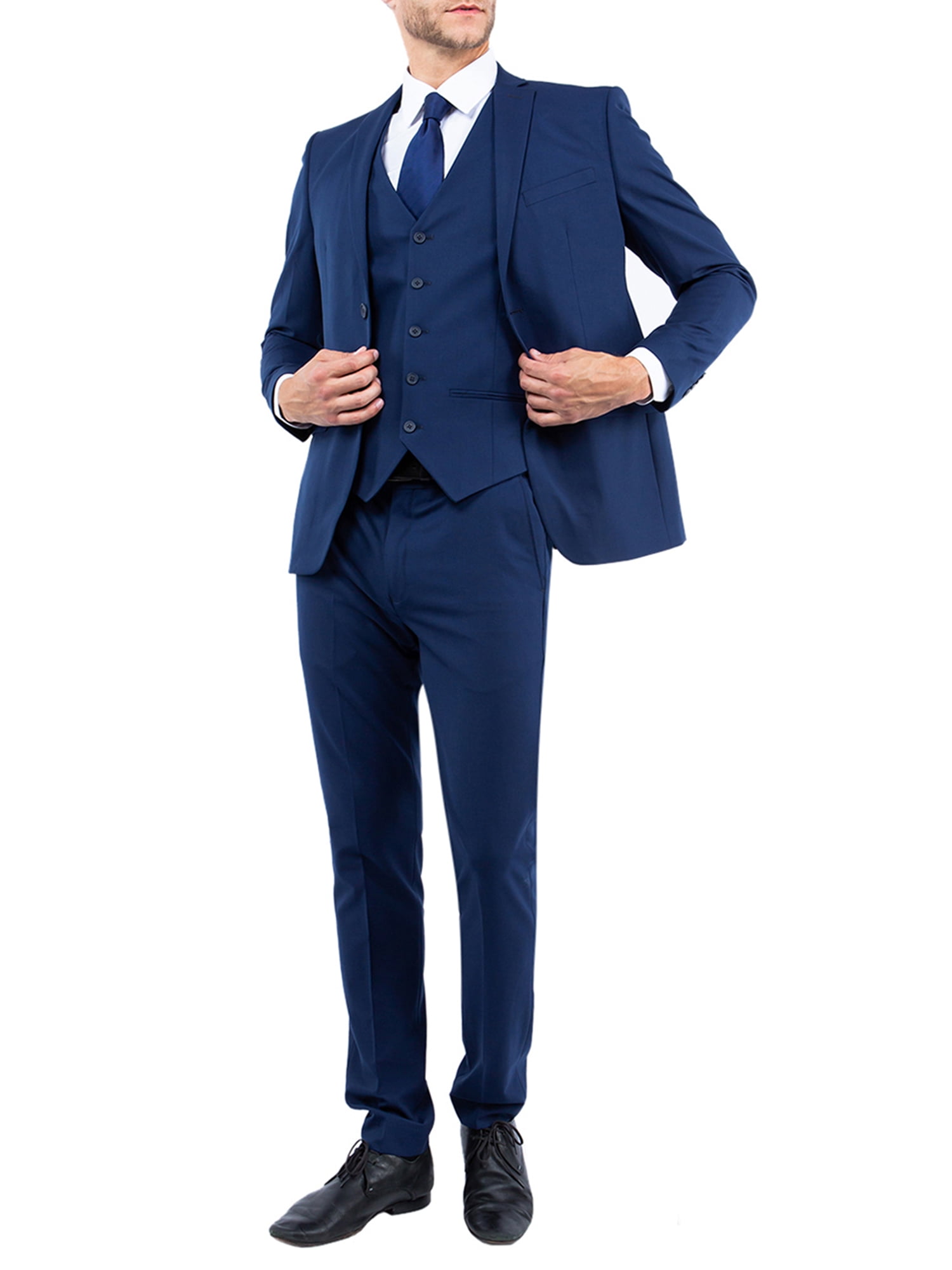 Julinie Men's 3-Piece Suit Set with Jacket, Vest, and Expandable Waist ...