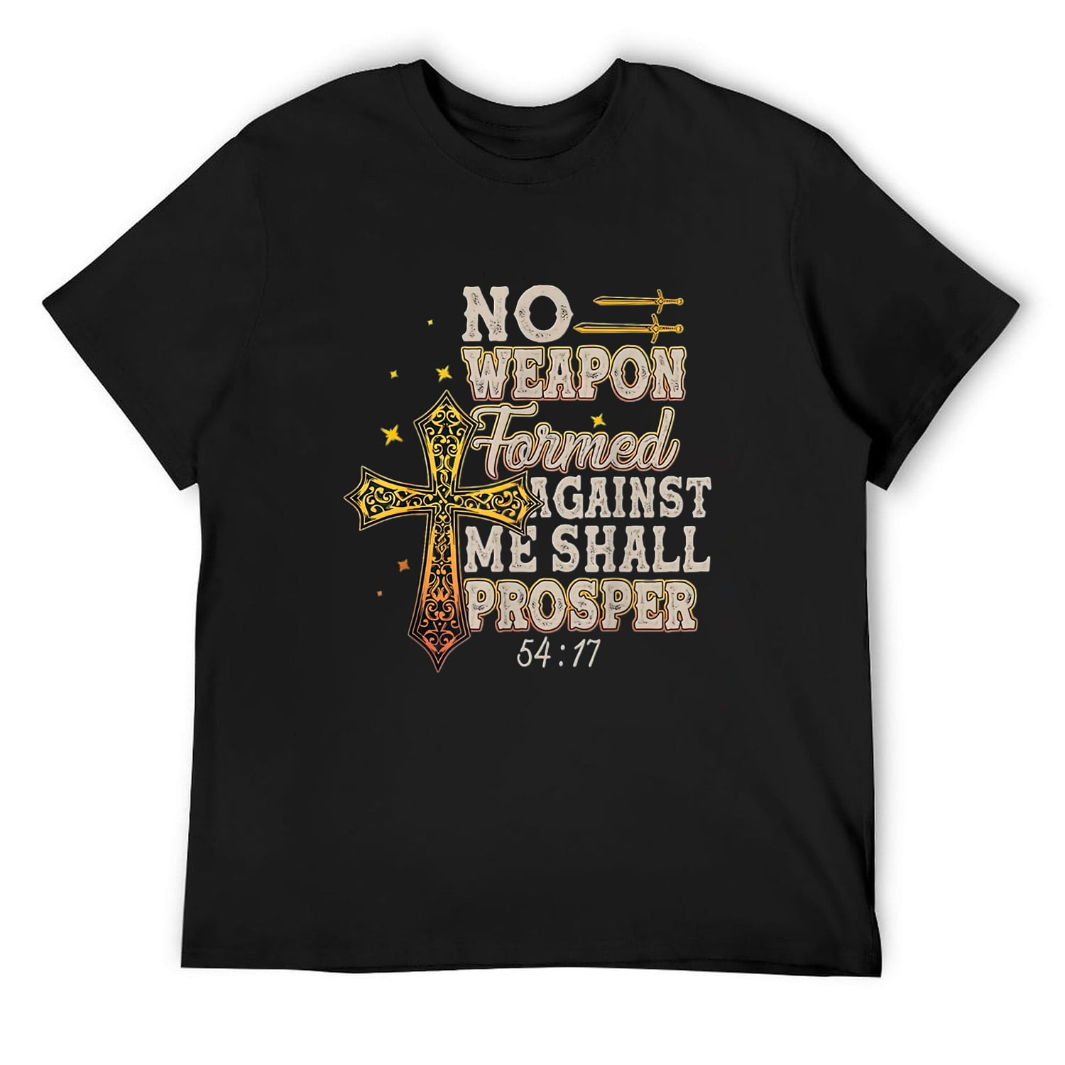 Mens No Weapon Formed Against Me Shall Prosper T-Shirt Black Small ...