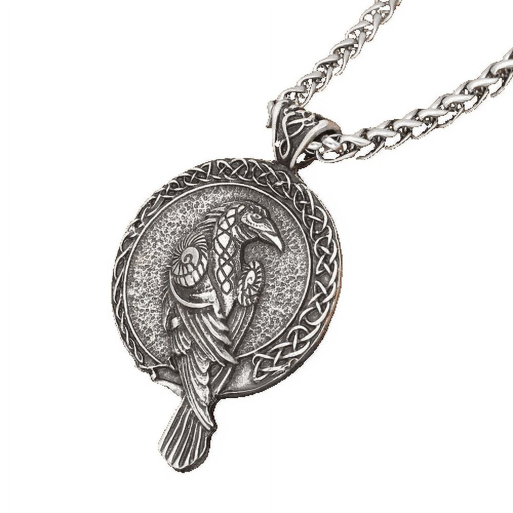 Mens Nordic Norse Viking Odin Raven Crow Rune Sigil Sign Pendant ...