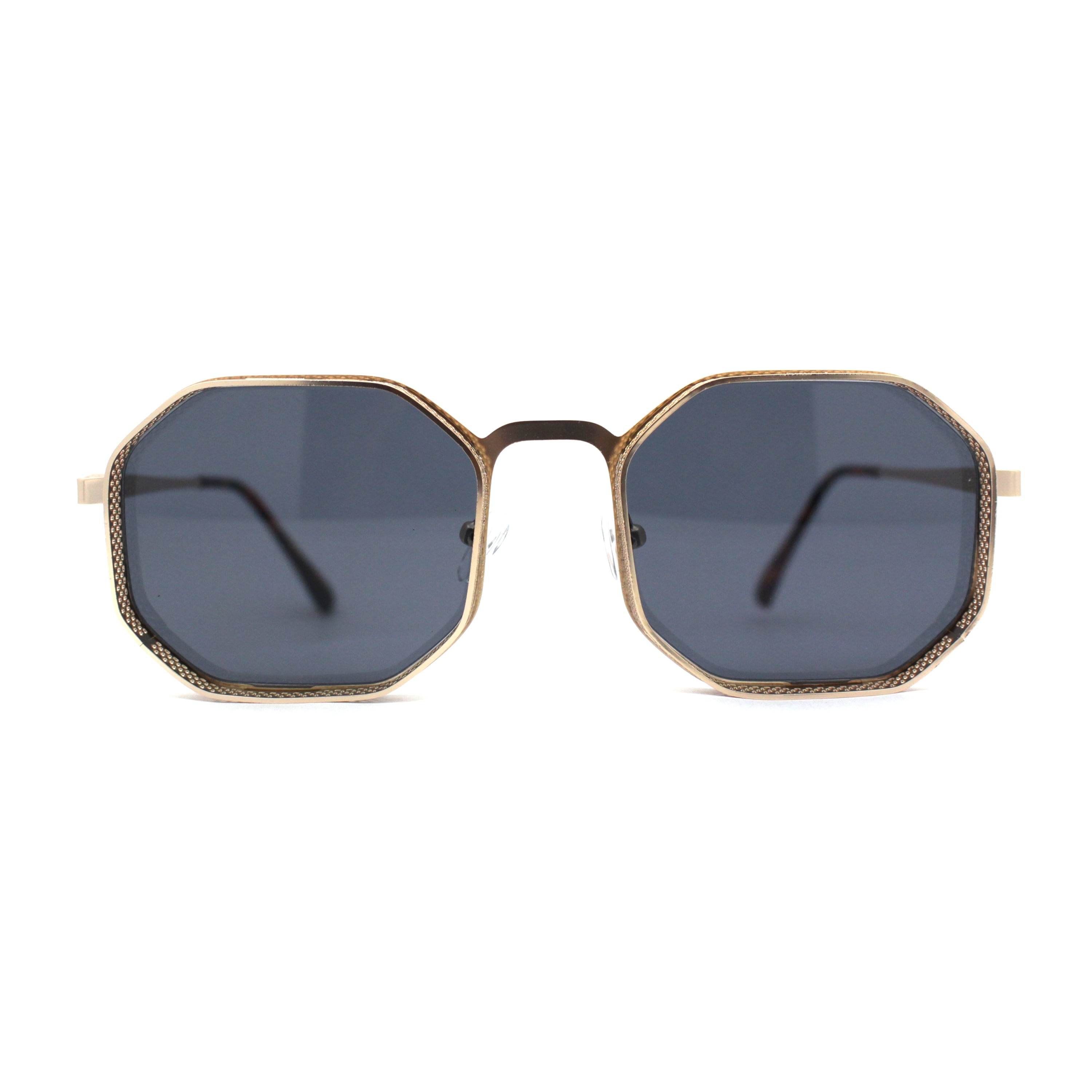 Mens Octagonal Dimensional Metal Rim Rectangle Steam Punk Sunglasses ...