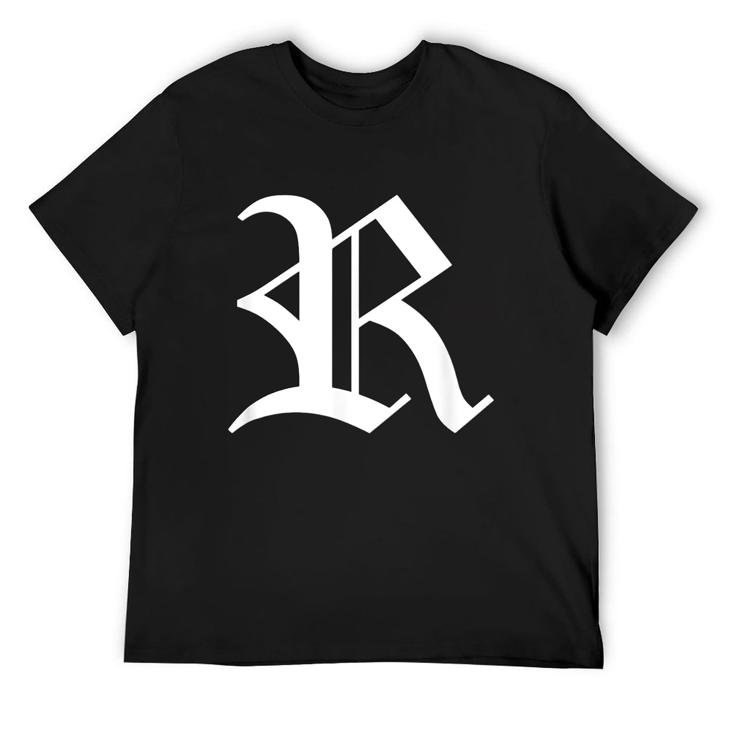 Mens Old English Letter R T-Shirt Black Large - Walmart.com