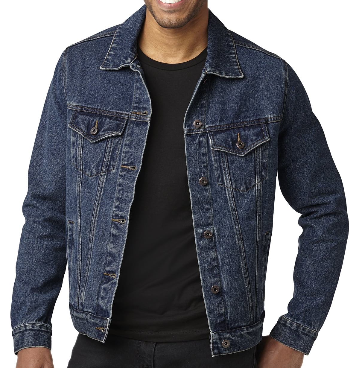 Mens Old School Heavyweight Motorcycle Biker Denim Jacket, Medium ...