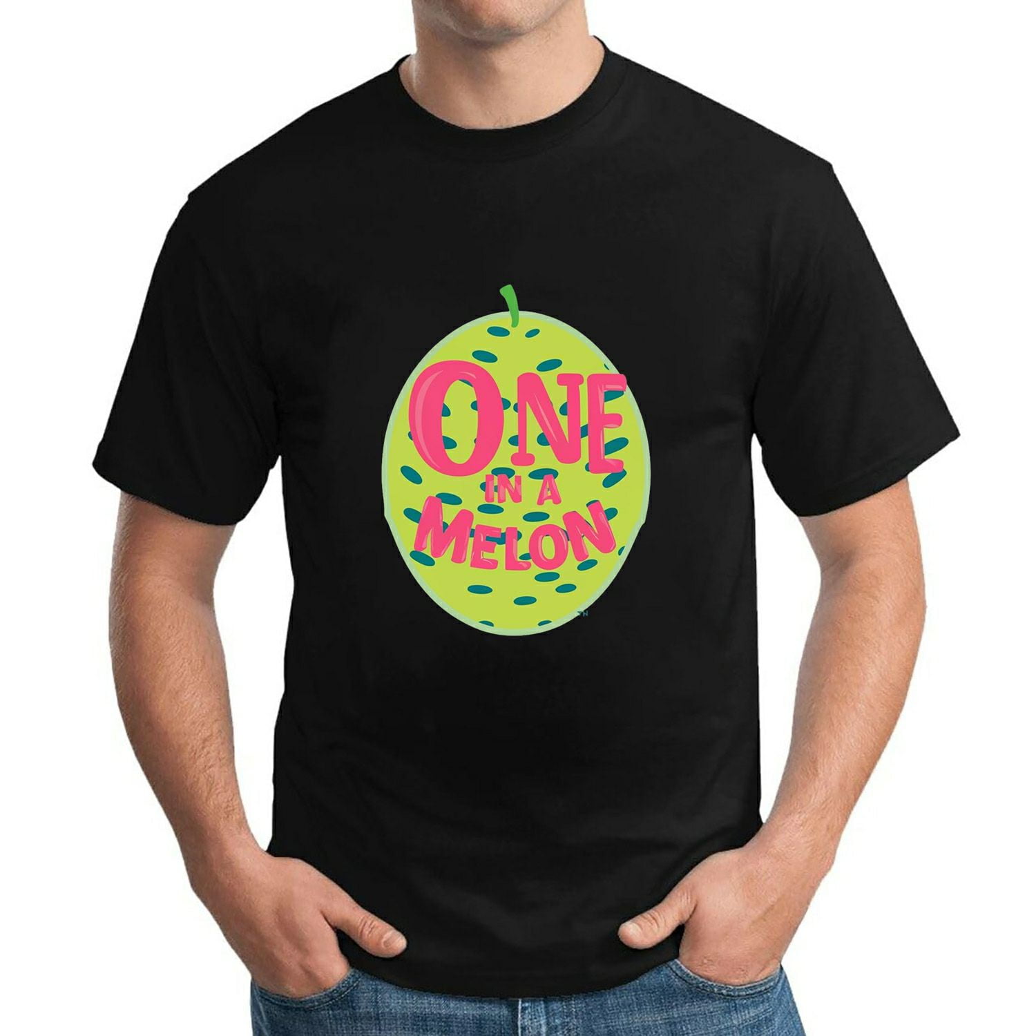 Mens One In A Melon Mom Watermelon Fruit Crew Neck T Shirts Black ...
