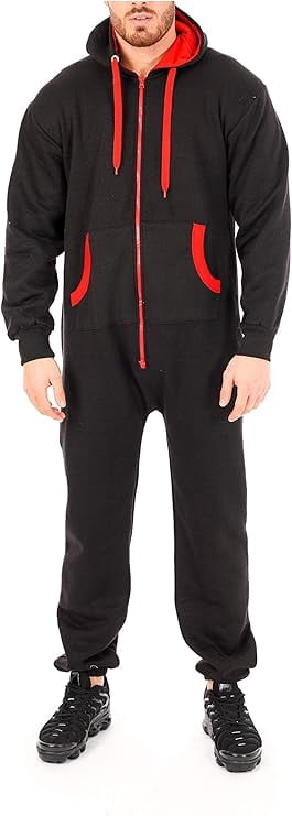 Men’s Onesies, Unisex Plain One-Piece Pajama Jumpsuit – Hooded Plain ...