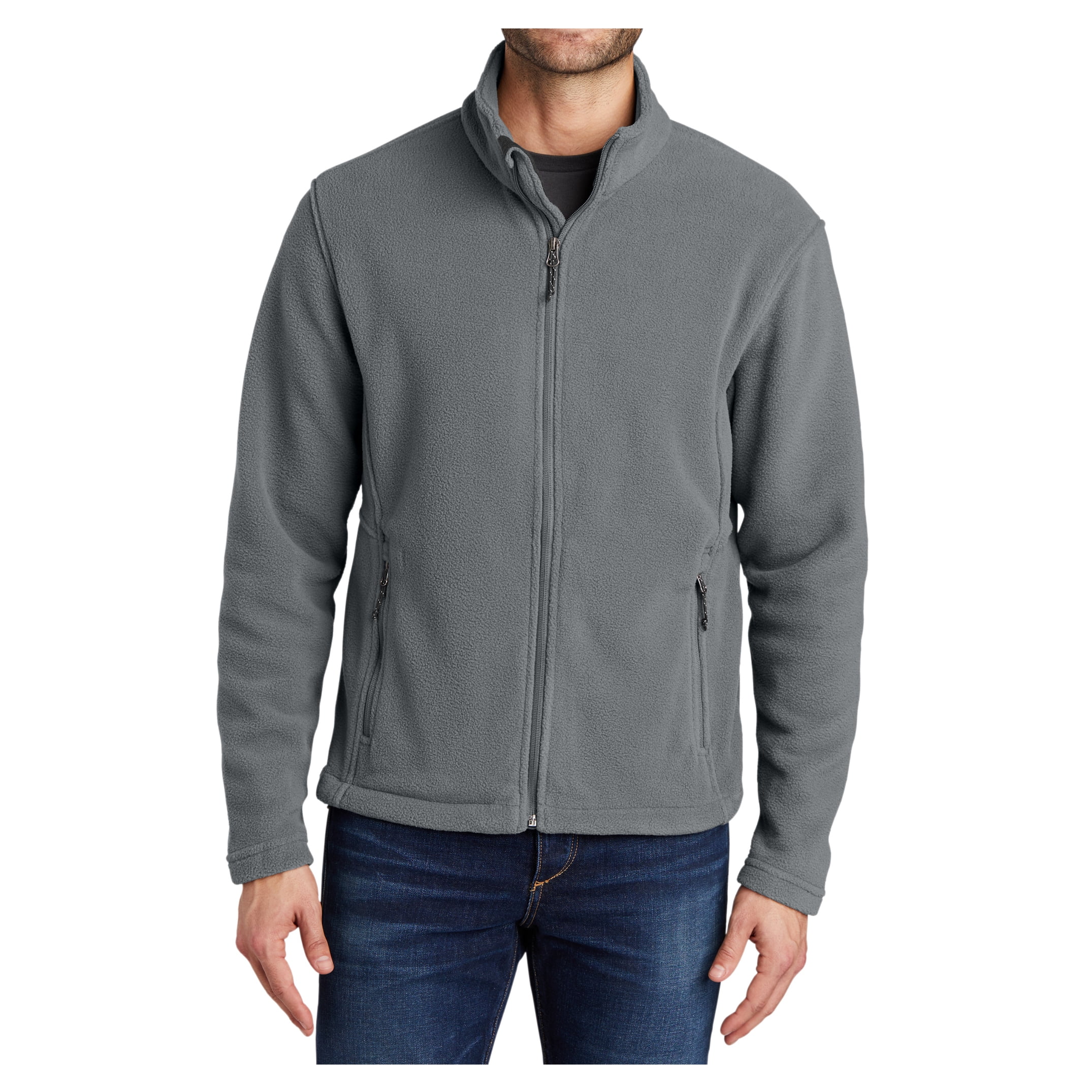 Mens Open Cuffs Midweight Value Polyester Fleece Jacket Deep Smoke 3X ...