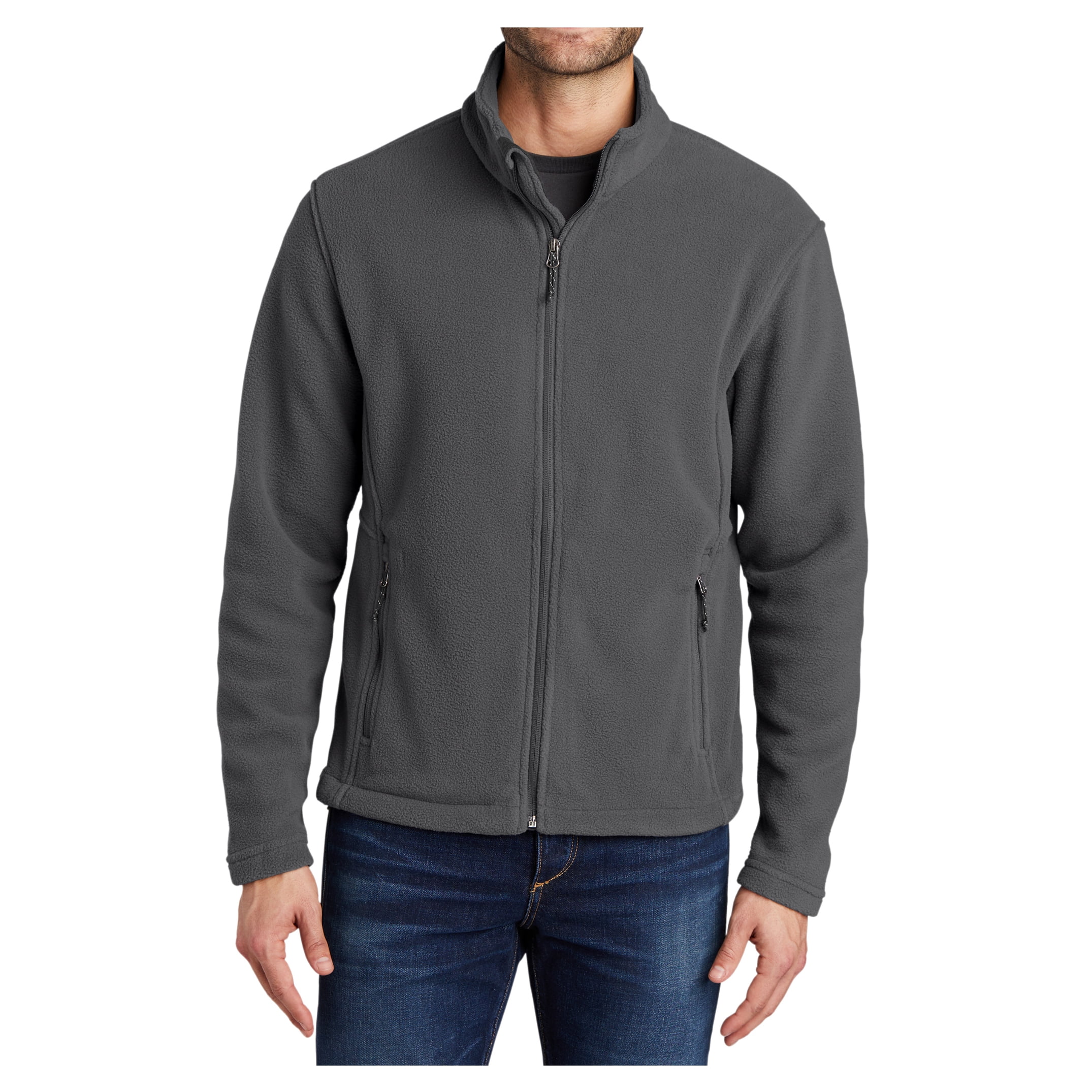 Mens Open Cuffs Midweight Value Polyester Fleece Jacket Iron Grey 3X ...