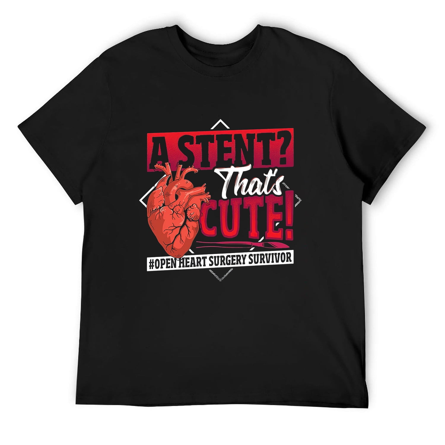 Mens Open Heart Surgery Design for Heart Health Awareness Short Sleeve ...
