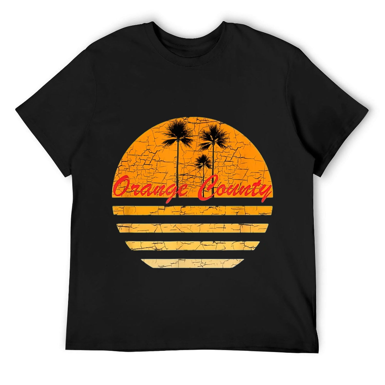 Mens Orange County Vintage Retro T-Shirt 70s Throwback Surf Tee Black M ...