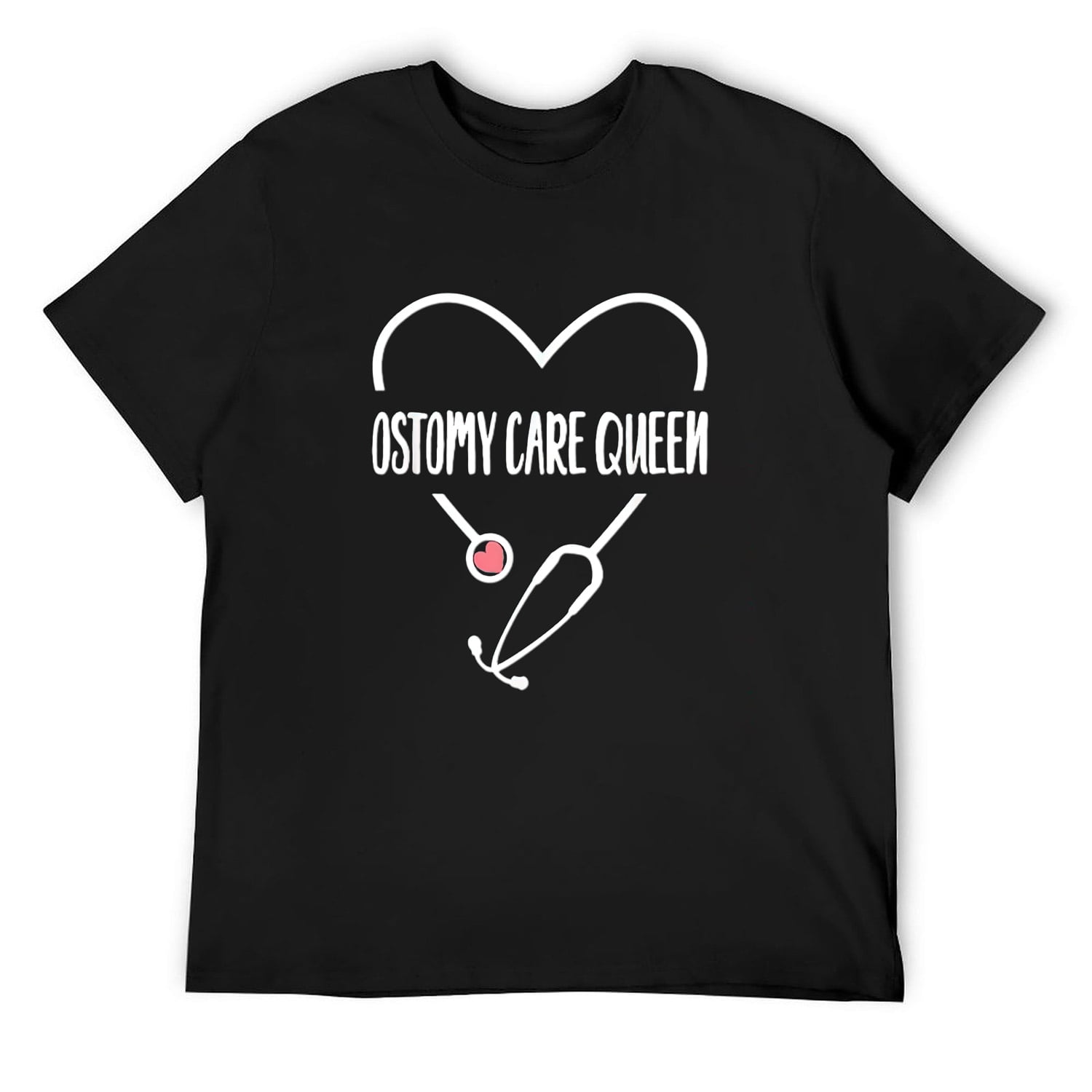 Mens Ostomy Nurse Queen Love Nurse Heart Stethoscope T-Shirt Black X ...