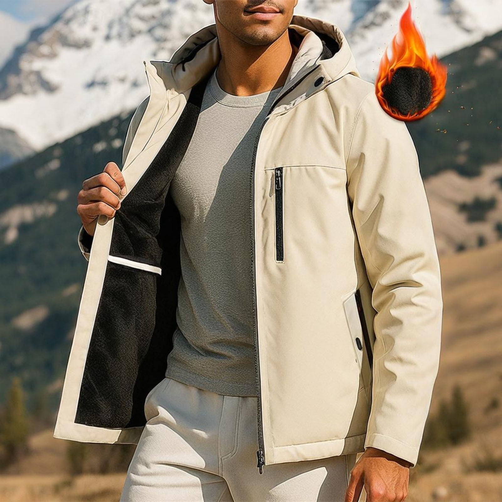 Mens Outdoor Winter Jacket with Hood Waterproof Windbreaker Rain Coat ...