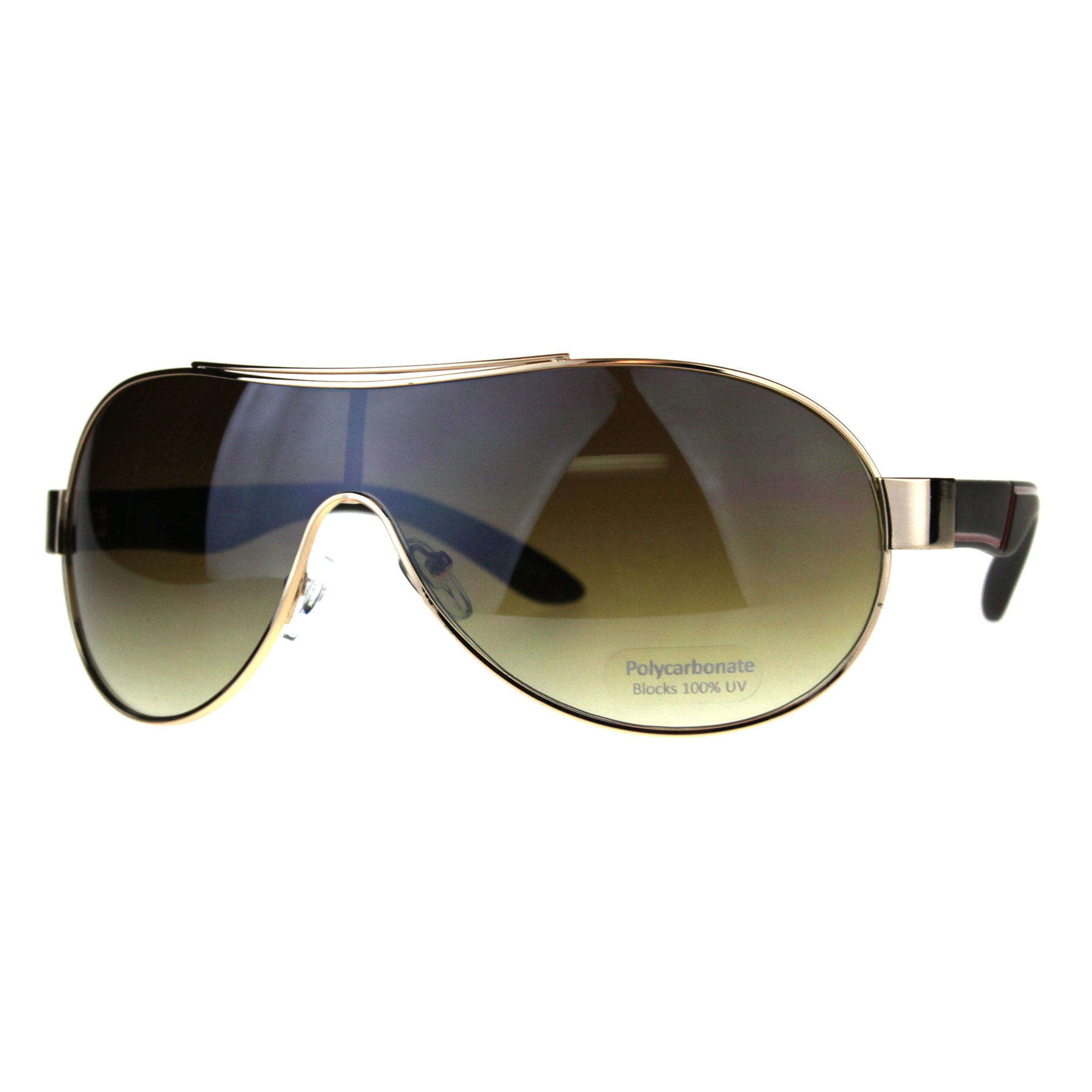 Mens Oversize Shield Racer Pilots Metal Rim Designer Sport Sunglasses ...