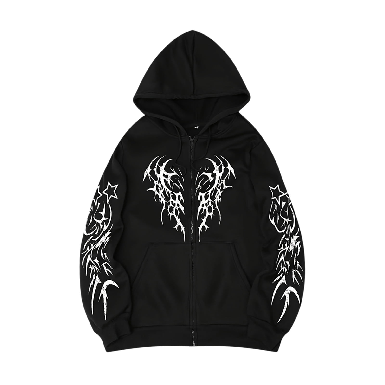Mens Oversized Hoodies Autumn Winter Halloween Print Drawstring Zipper ...