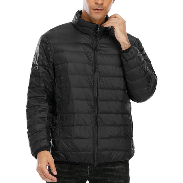 Mens Packable Down Puffer Jacket Lightweight Water Resistent Zipper