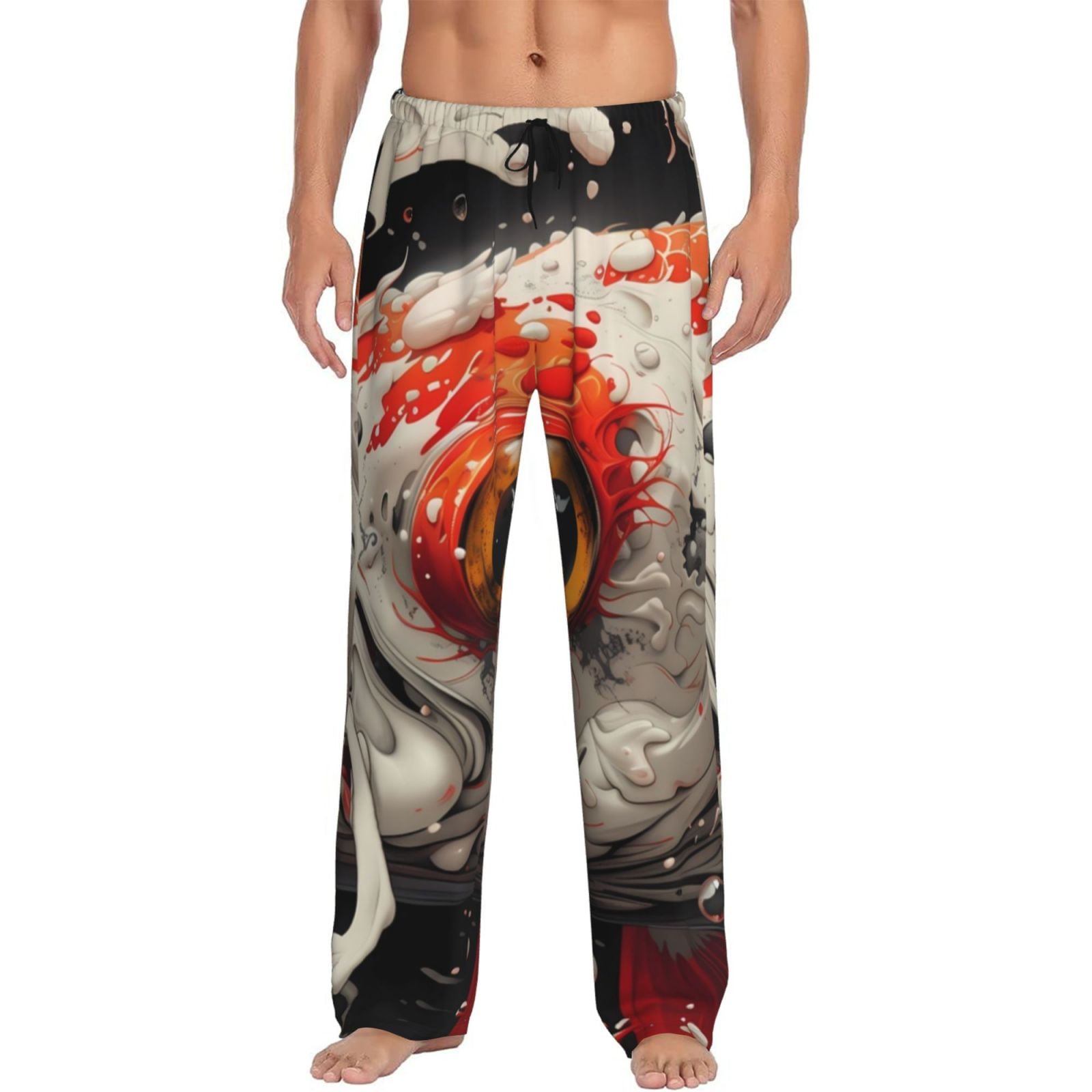 Mens Pajama Pants, Abstract Red Koi Fish Art Lounge Pj Pants With Drawstring, Men'S Sleepwear ...