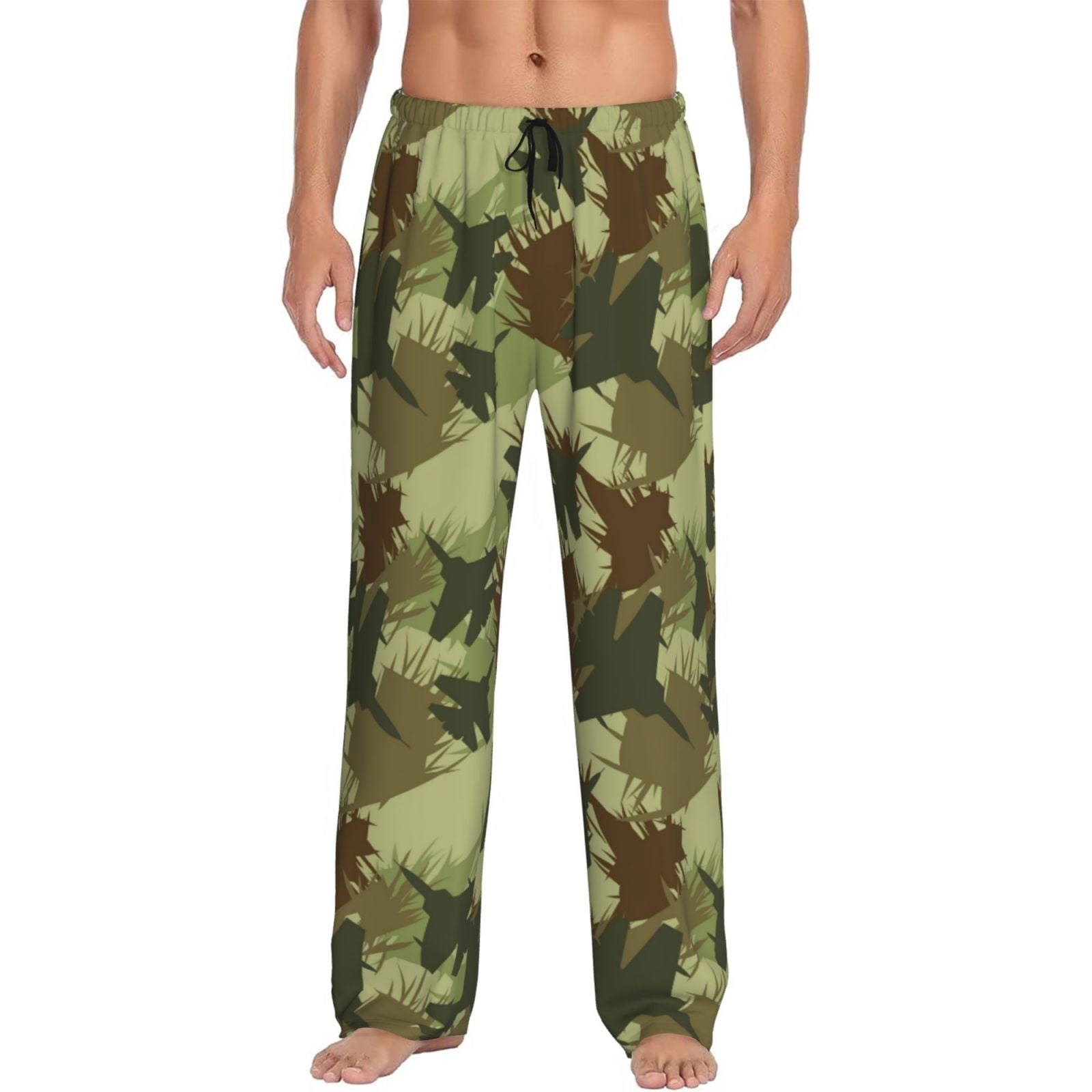 Mens Pajama Pants - Aircraft Green Camouflage Mens Sleepwear, Lounge Pj ...