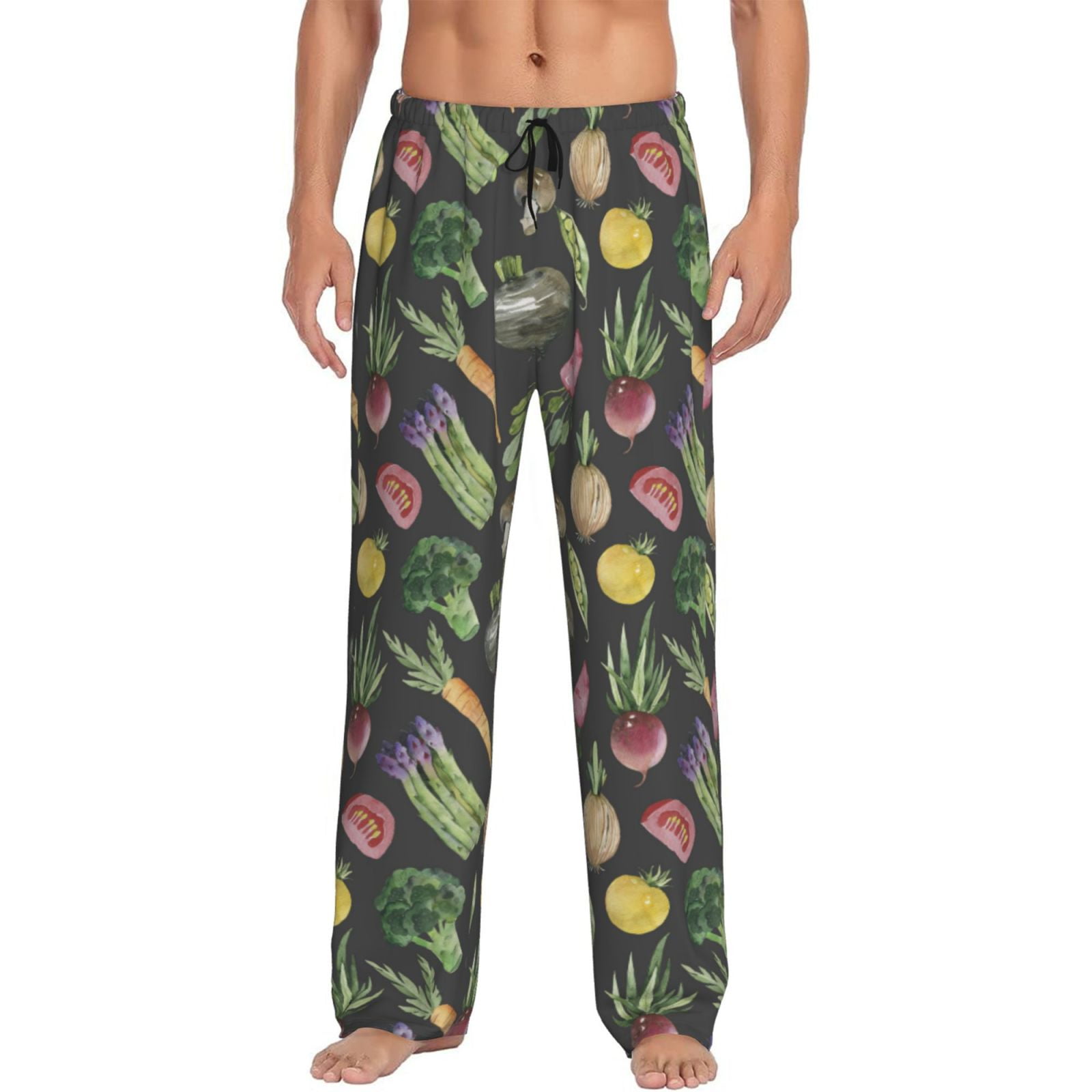 Mens Pajama Pants - Asparagu Print Vegetable Mens Sleepwear, Lounge Pj ...