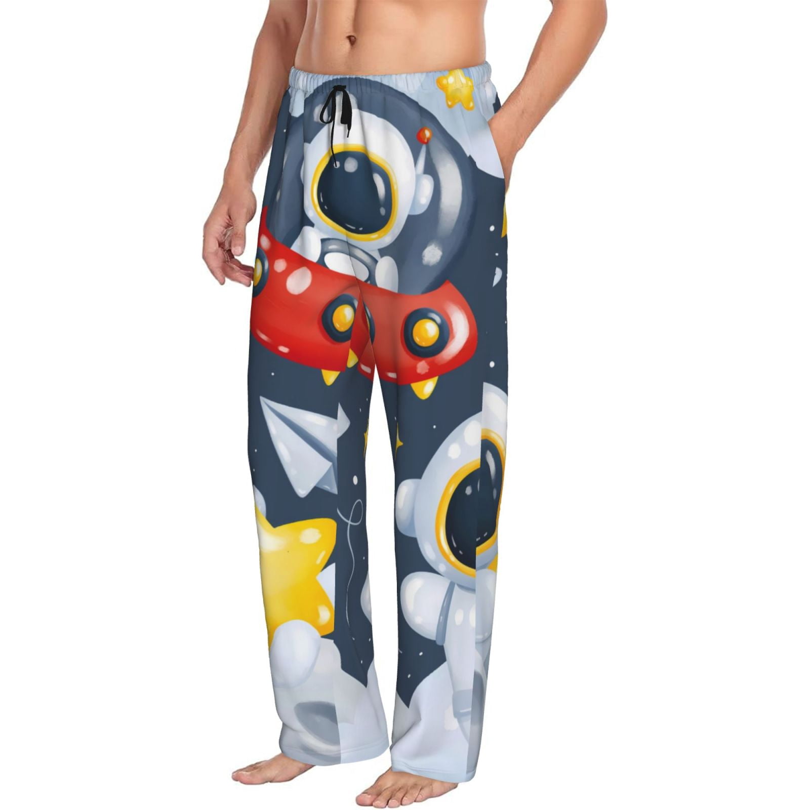 Mens Pajama Pants, Astronaut And Space Mens PJ Pants Bottoms Sleep ...