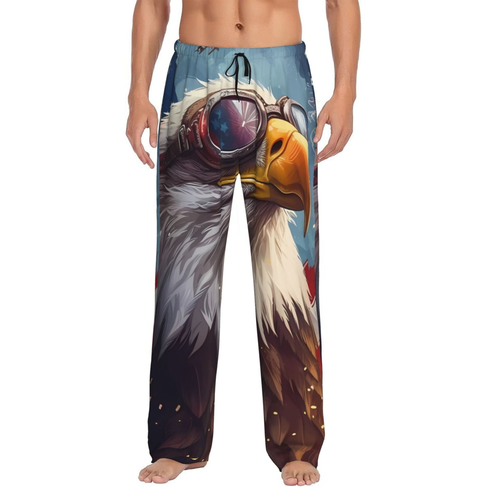 Mens Pajama Pants, Bald Eagle Pilot Lounge Pj Pants With Drawstring ...