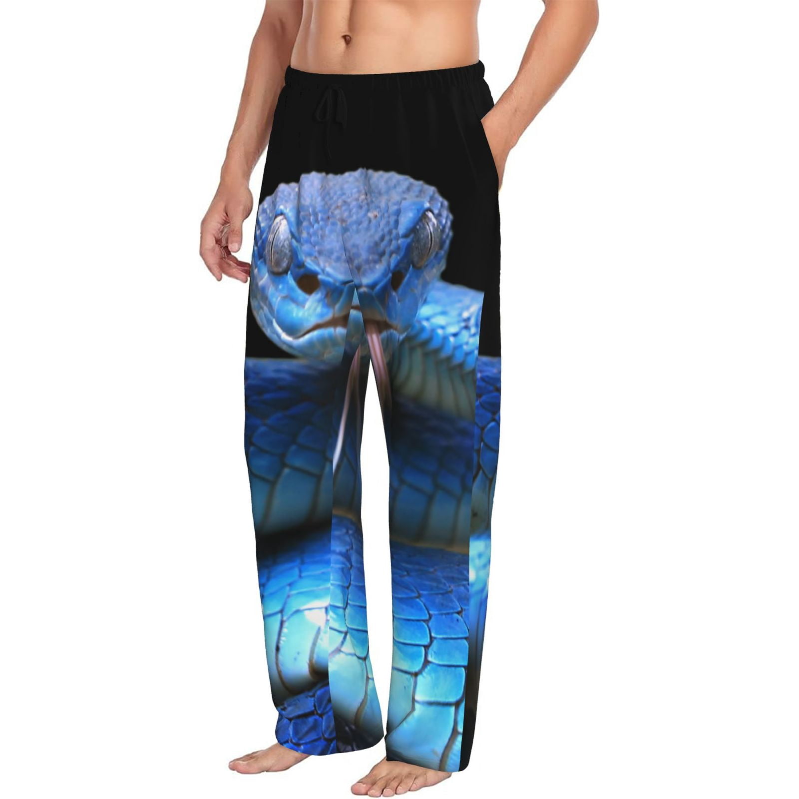 Mens Pajama Pants, Blue Viper Snake k Mens PJ Pants Bottoms Sleep Pants ...