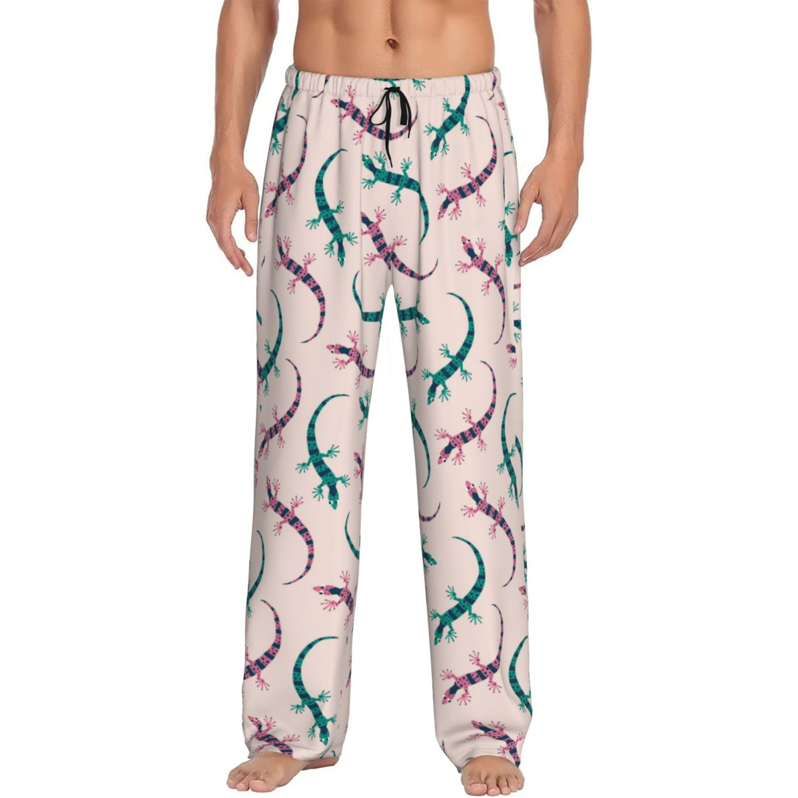 Mens Pajama Pants - Bohemian Cute Lizard Gecko_A Mens Sleepwear, Lounge ...