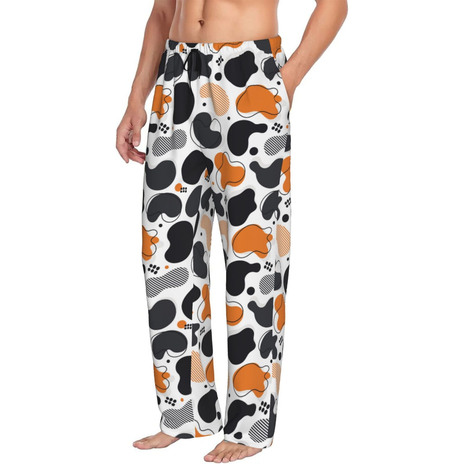 Mens Pajama Pants Bottoms with Pockets - Abstract irregular shapes ...